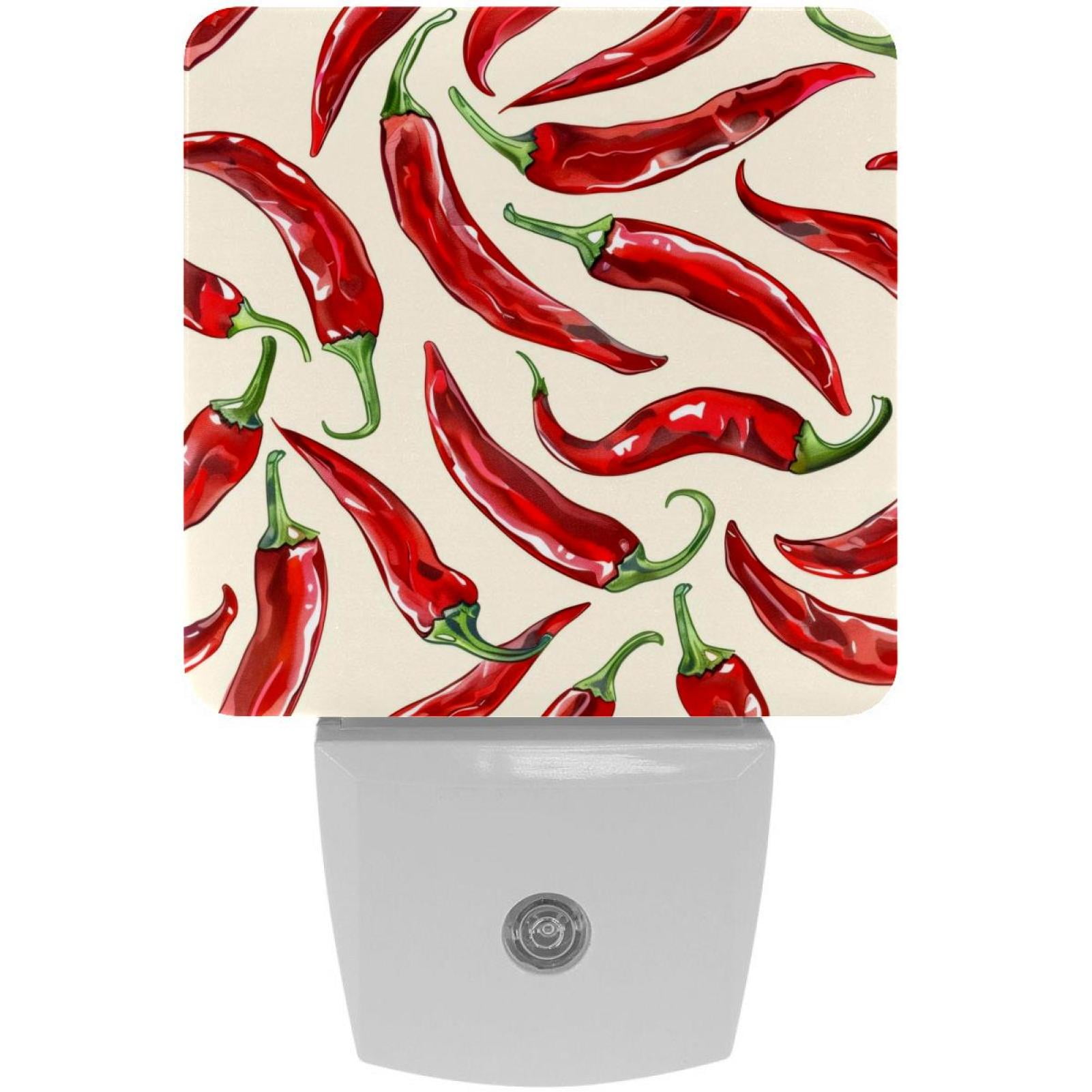 PhooArto Chili Peppers Pattern Plug in LED Night Light Auto Sensor Dusk ...