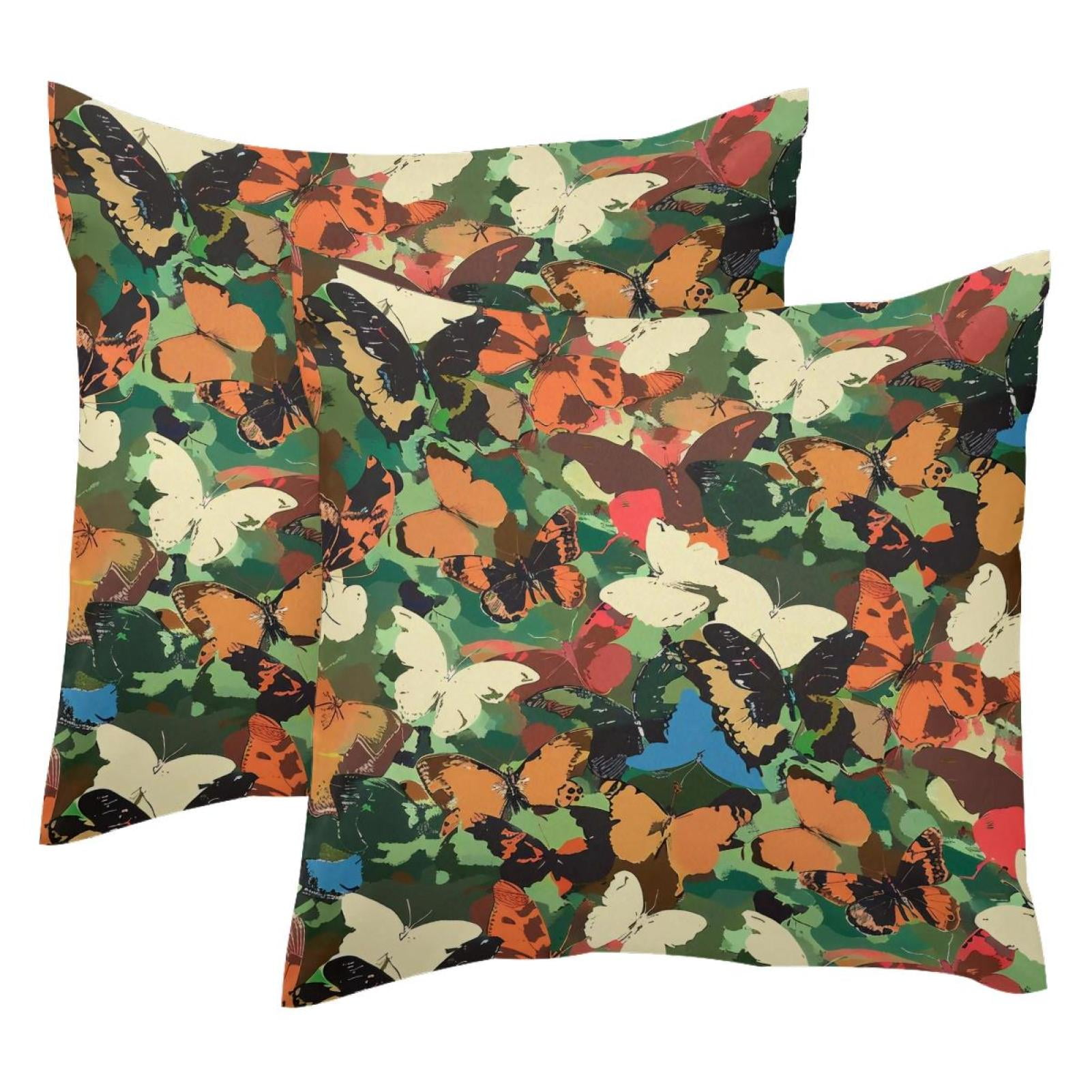PhooArto Color Butterfly Camouflage Pattern Set of 2 Throw Pillow ...
