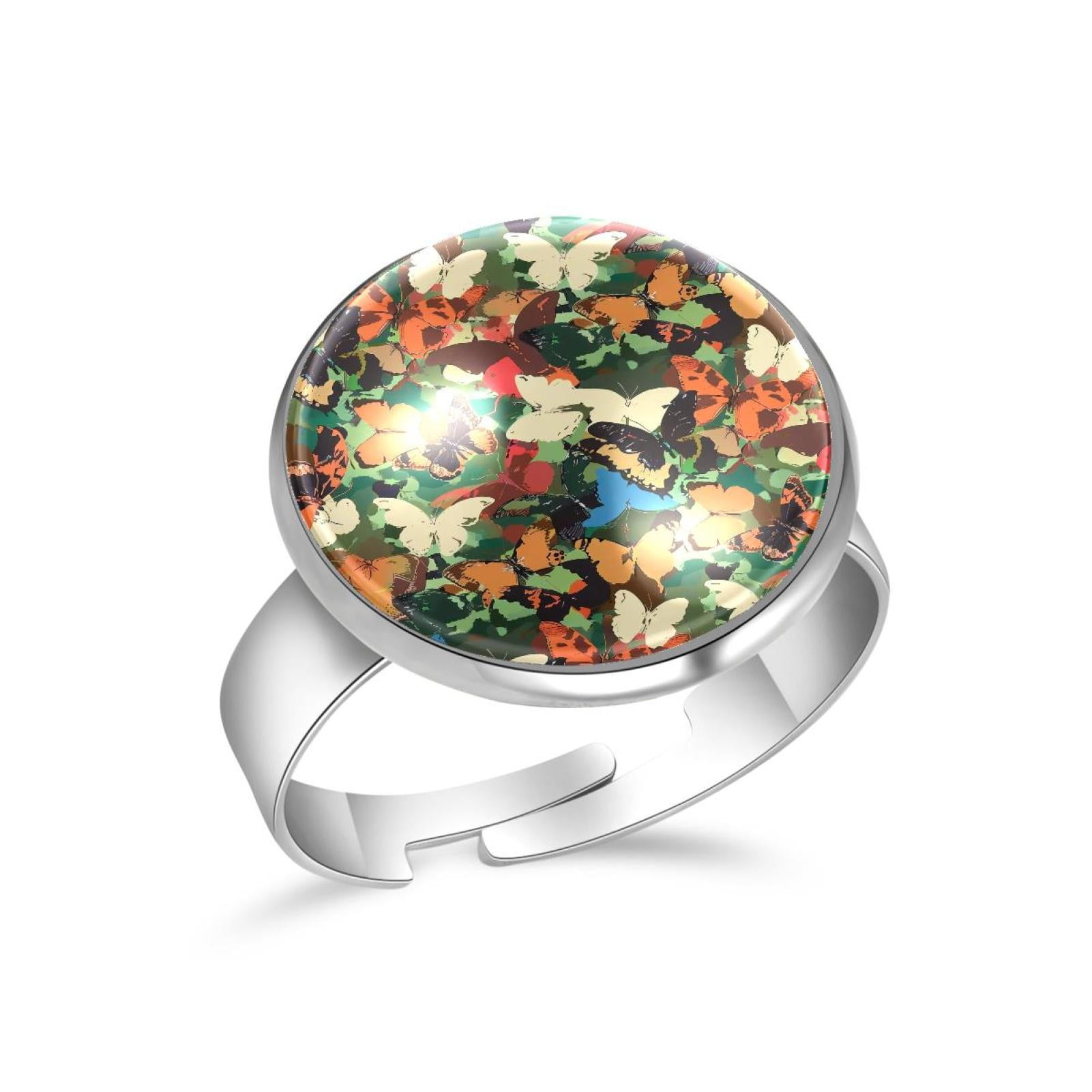PhooArto Color Butterfly Camouflage Pattern Stainless Steel Rings for ...