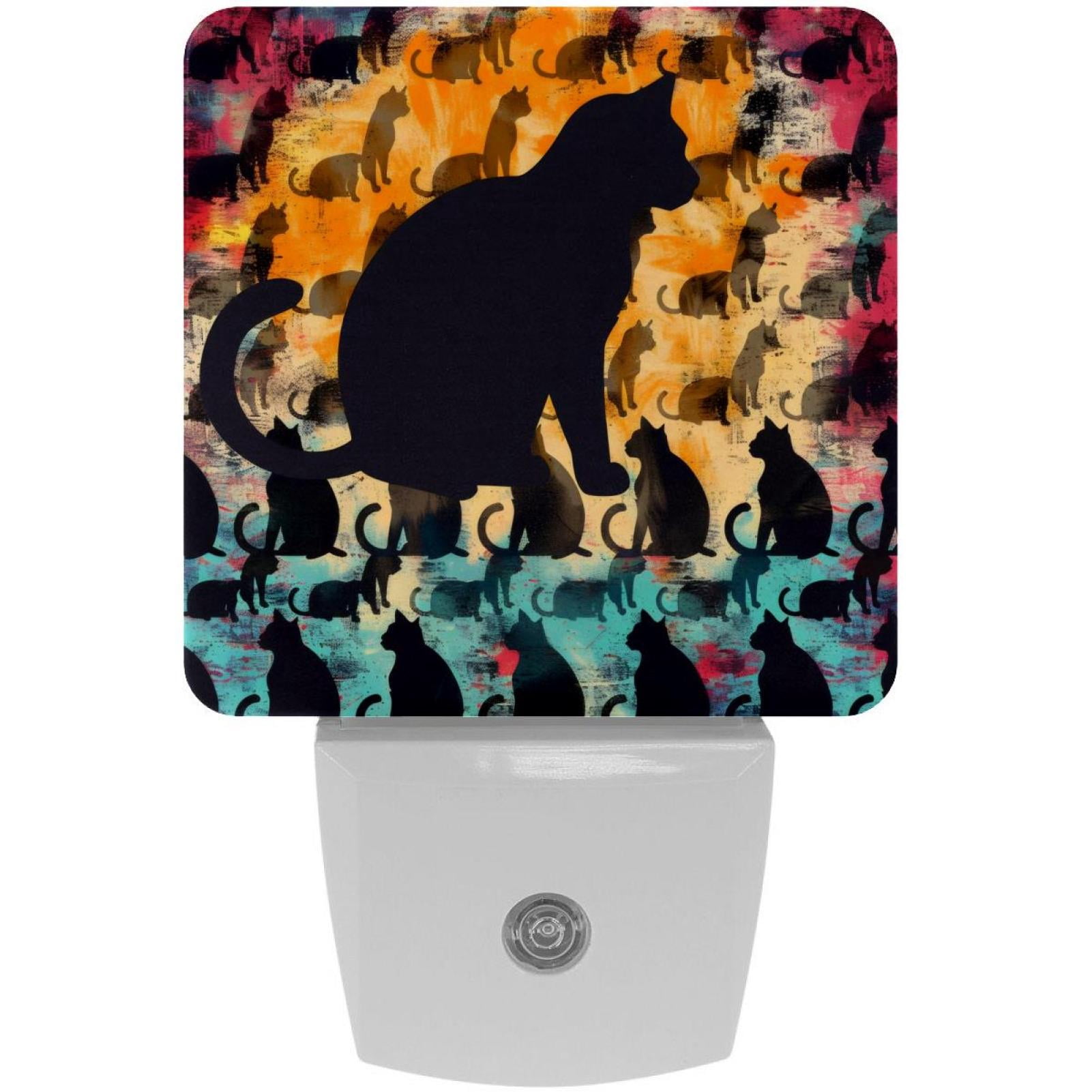 PhooArto Color Cat Silhouette Plug in LED Night Light Auto Sensor Dusk ...