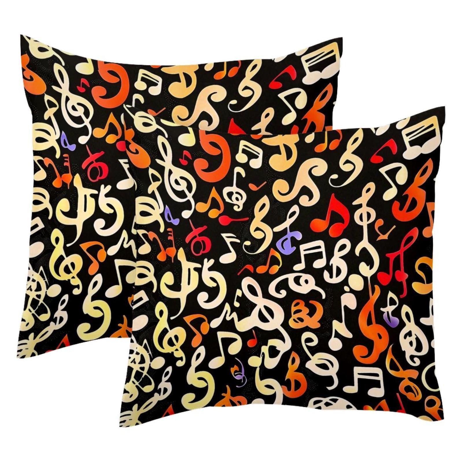 PhooArto Color Musical Notes Pattern Set of 2 Throw Pillow Covers Cases ...