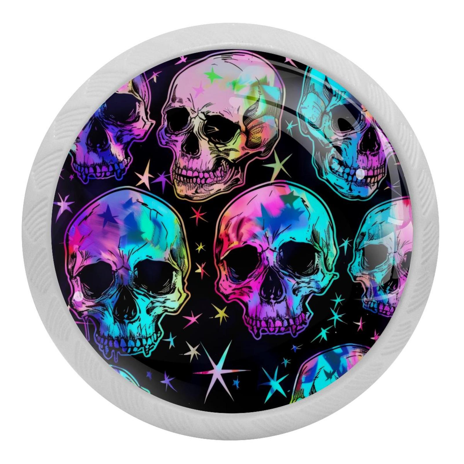 PhooArto Color Skull Head Stars 4 PCS Crystal Glass Cabinet Knobs ...