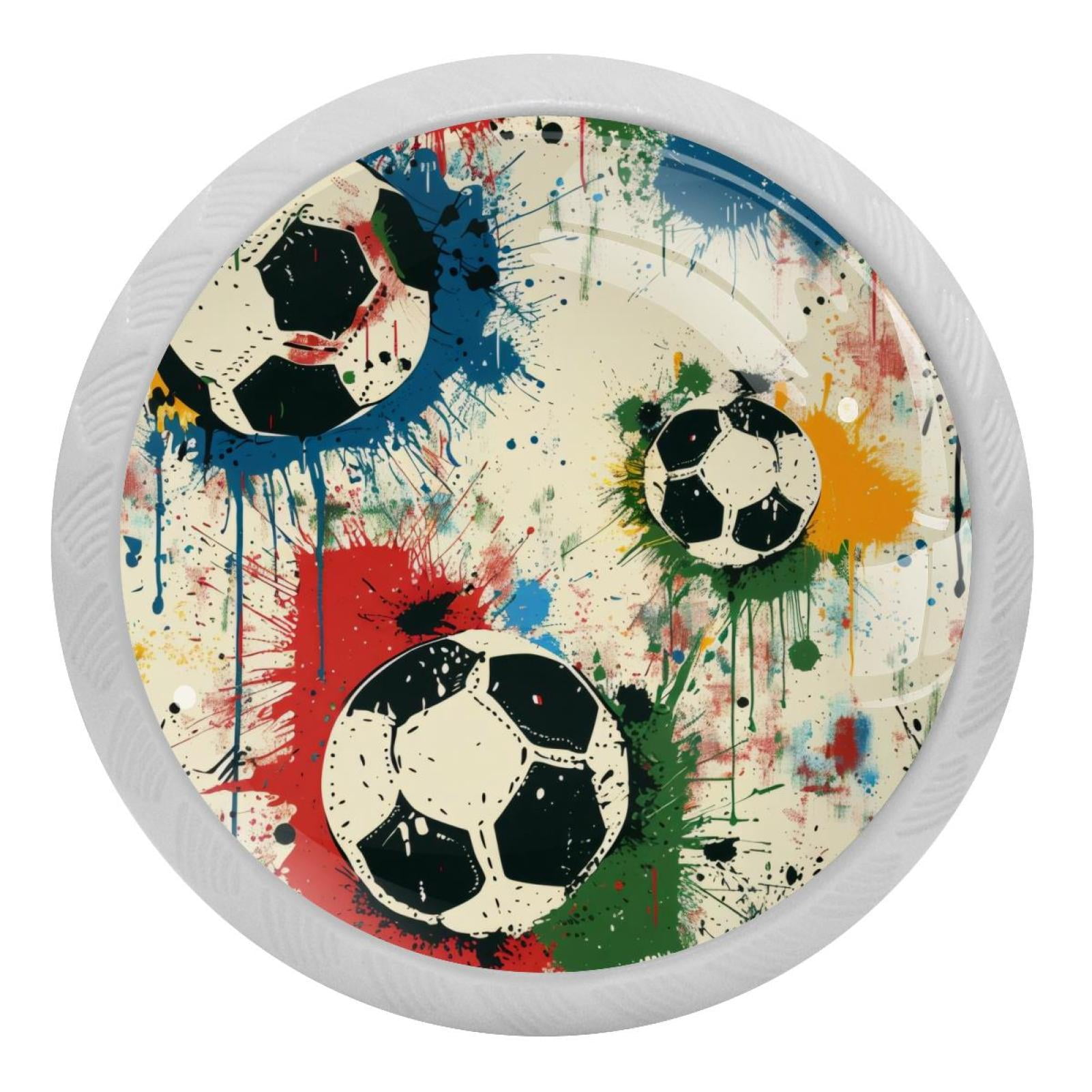 PhooArto Color Splashes Soccer Football Pattern 4 PCS Crystal Glass ...