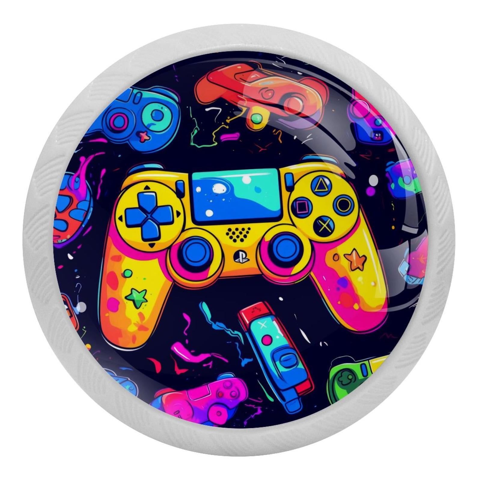 PhooArto Colorful Graffiti Game Controllers 4 PCS Crystal Glass Cabinet ...