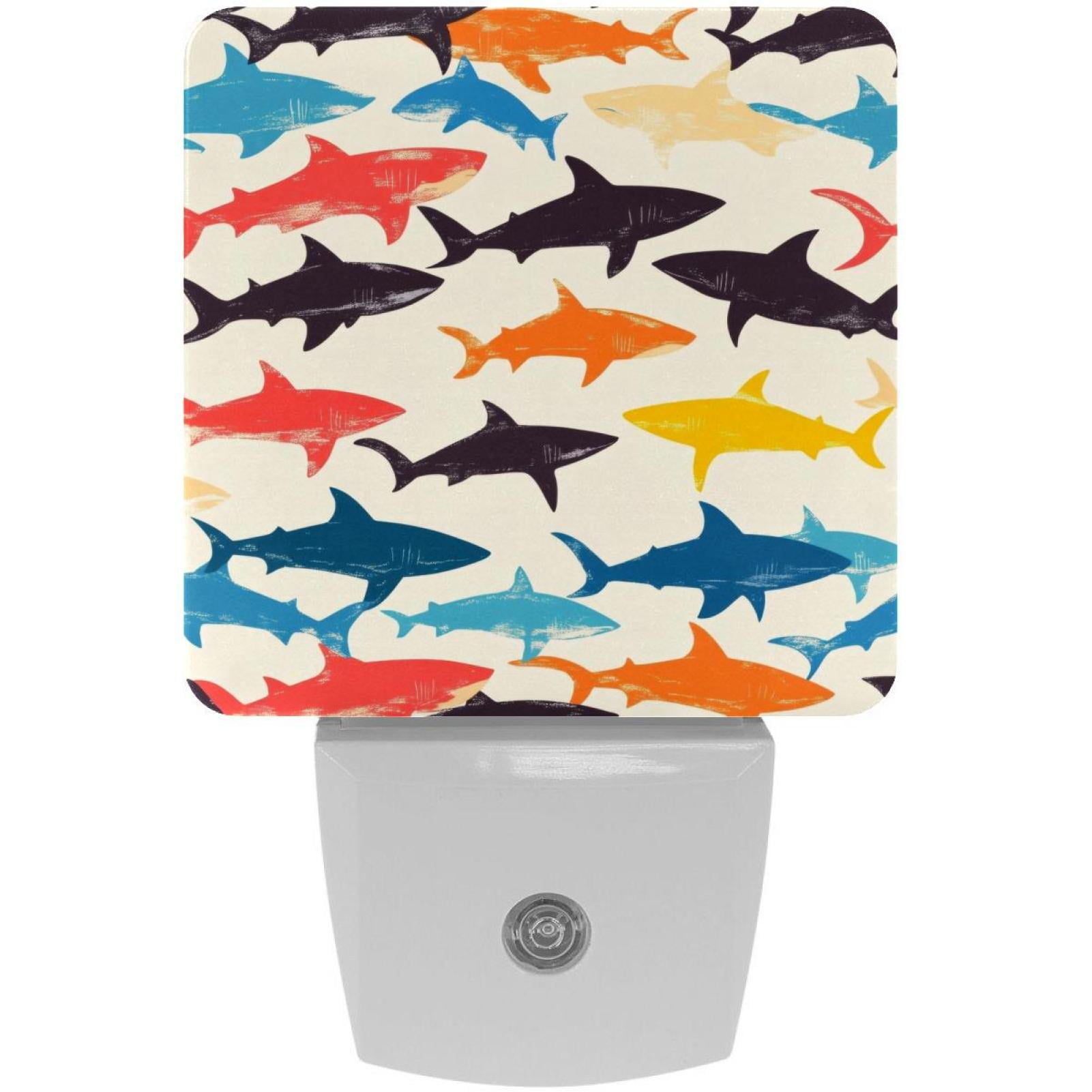 PhooArto Colorful Shark Pattern Plug in LED Night Light Auto Sensor ...