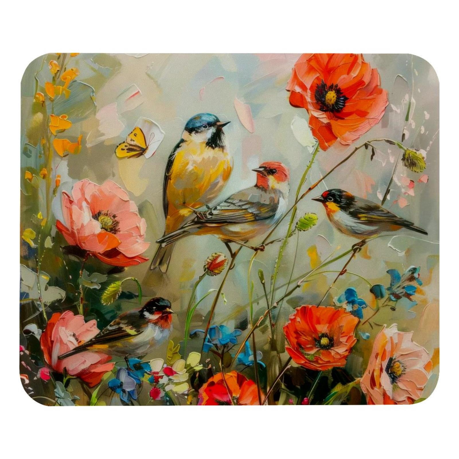 PhooArto Comfortable Mouse Pad Art Flowers and Birds Desktop Mousepad ...