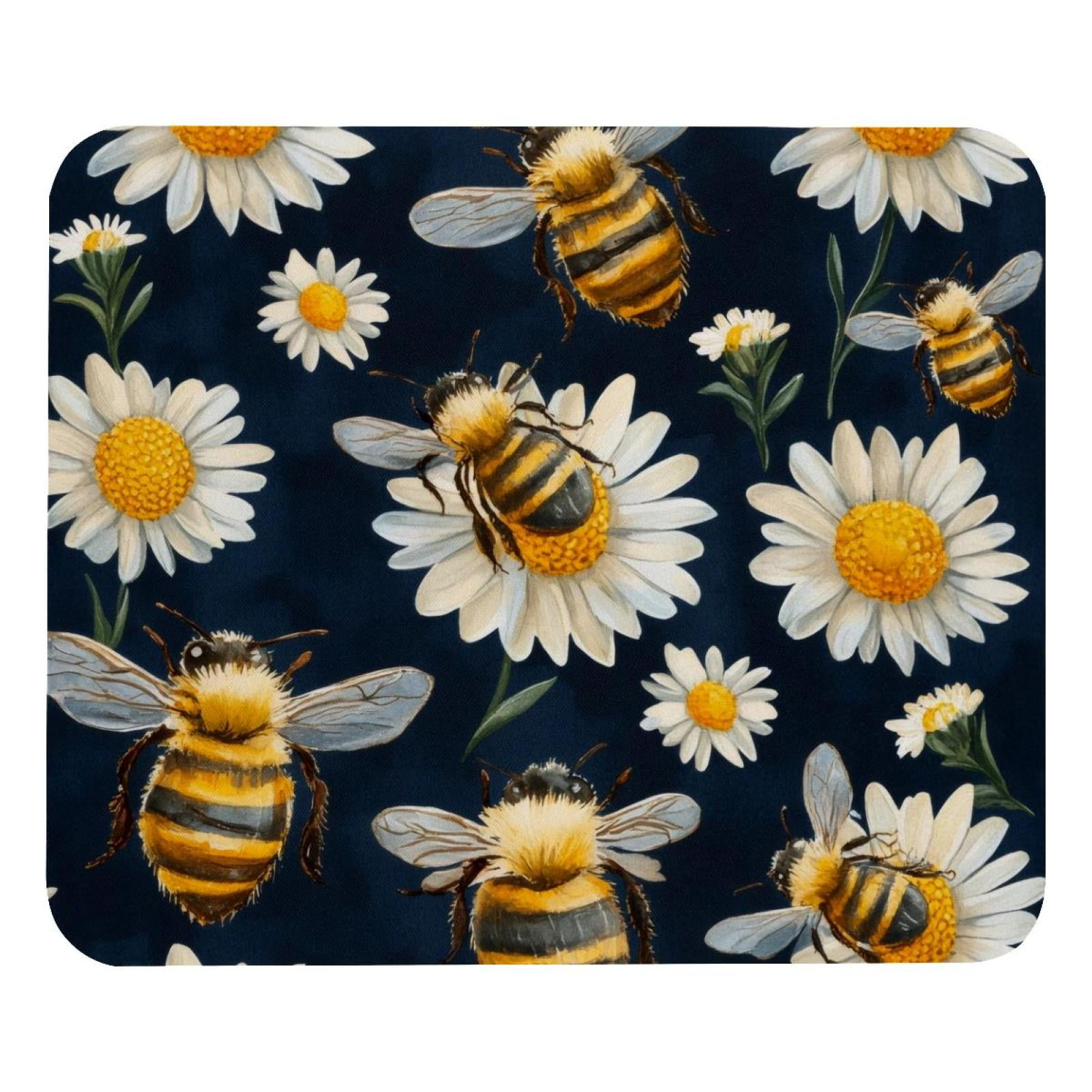 PhooArto Comfortable Mouse Pad Bees and Daisy Pattern Desktop Mousepad ...