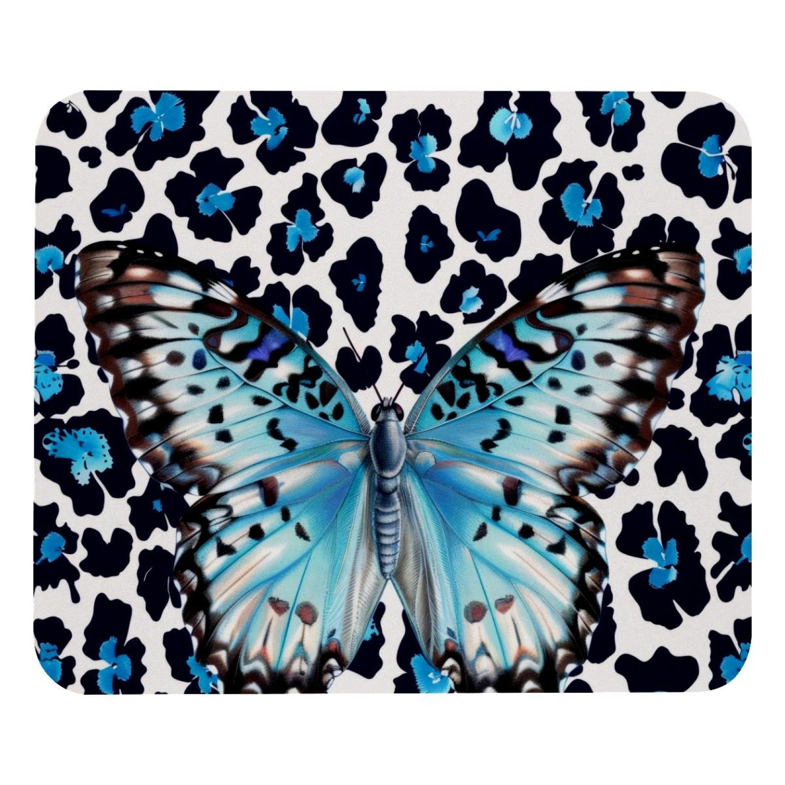 PhooArto Comfortable Mouse Pad Blue Butterfly Leopard Print Desktop ...