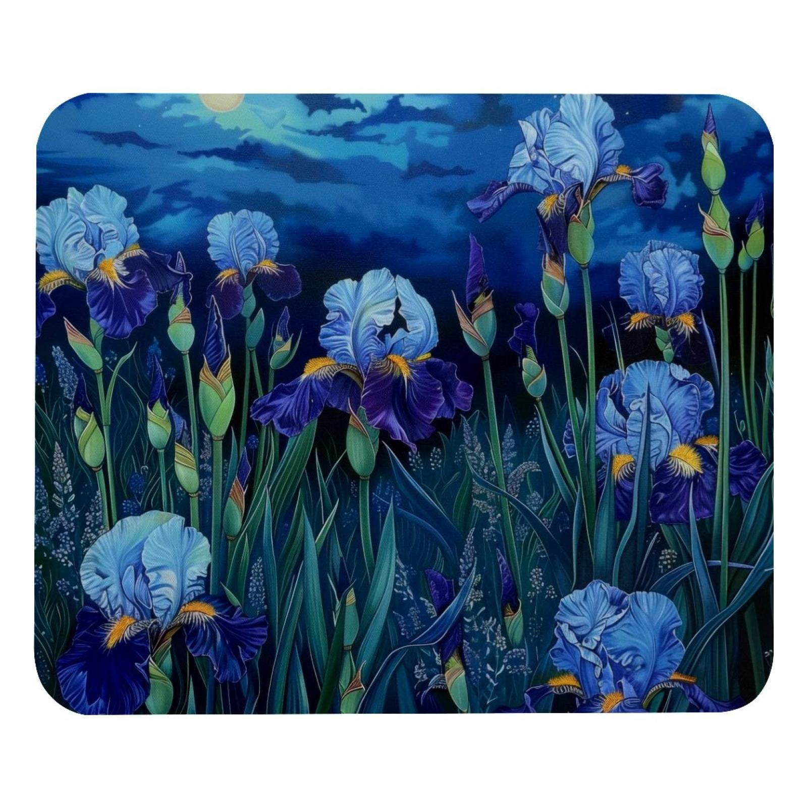 PhooArto Comfortable Mouse Pad Blue Irises in Blue Night Desktop ...