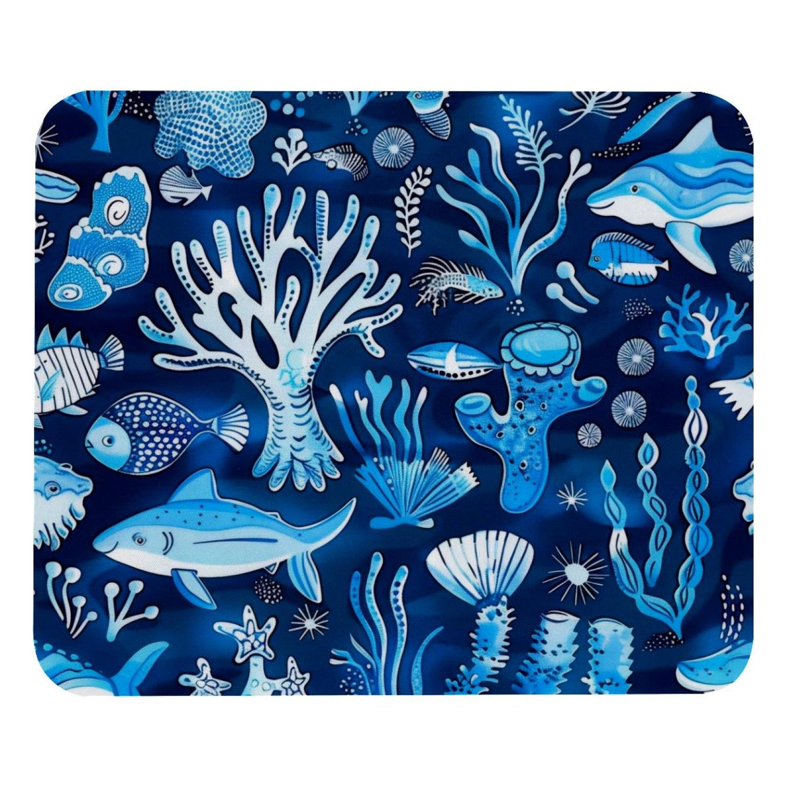 PhooArto Comfortable Mouse Pad Blue Sea Life Fish Pattern Desktop ...