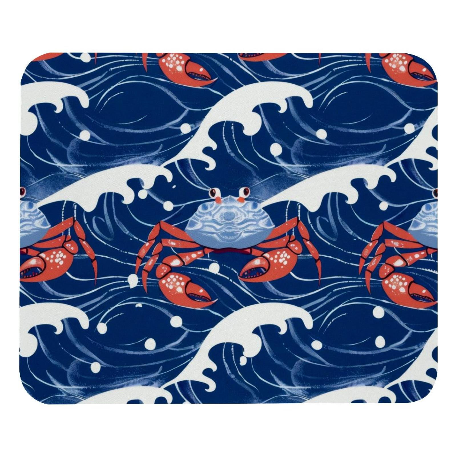 PhooArto Comfortable Mouse Pad Cute Crab Blue Wave Pattern Desktop ...