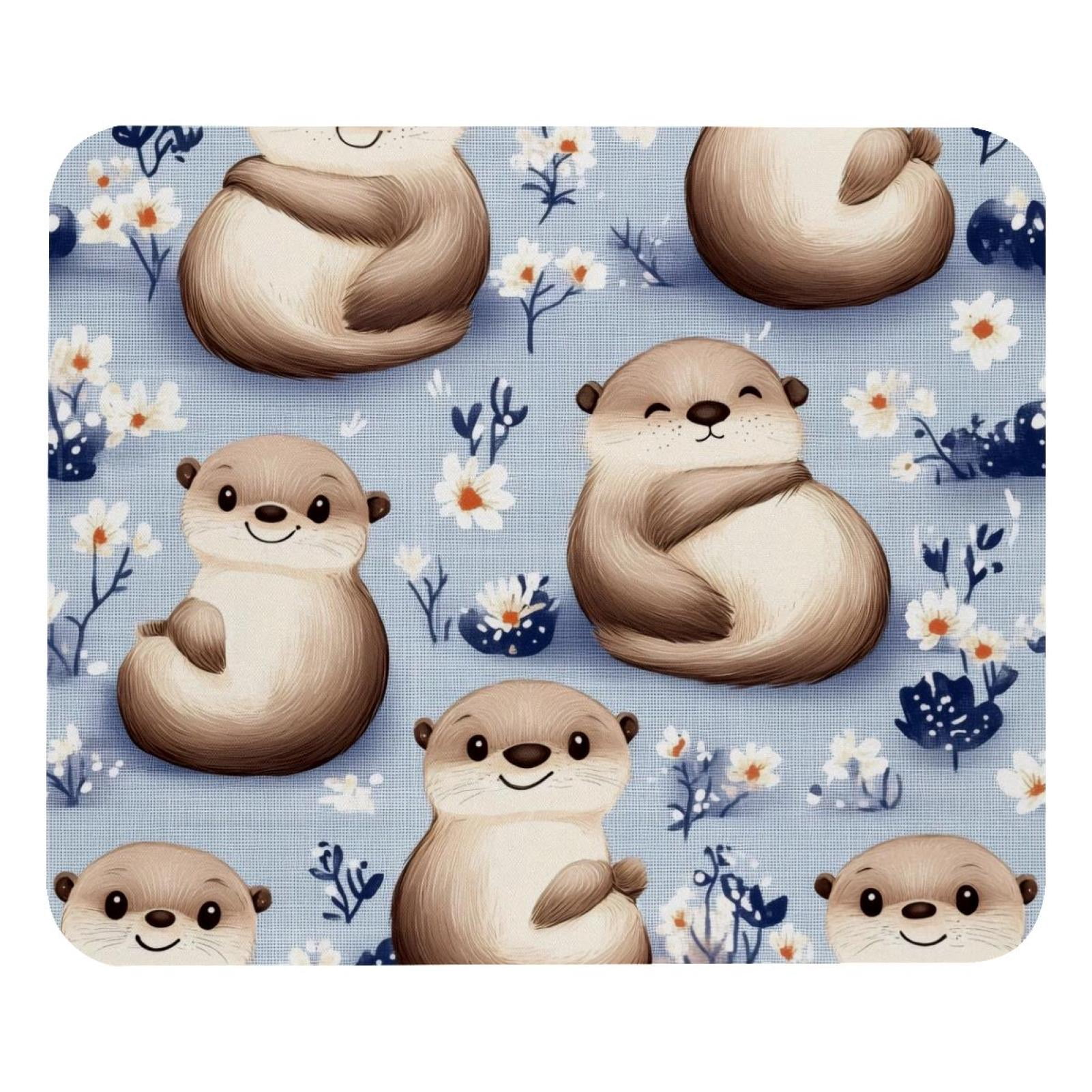 PhooArto Comfortable Mouse Pad Cute Otter and Flowers Desktop Mousepad ...
