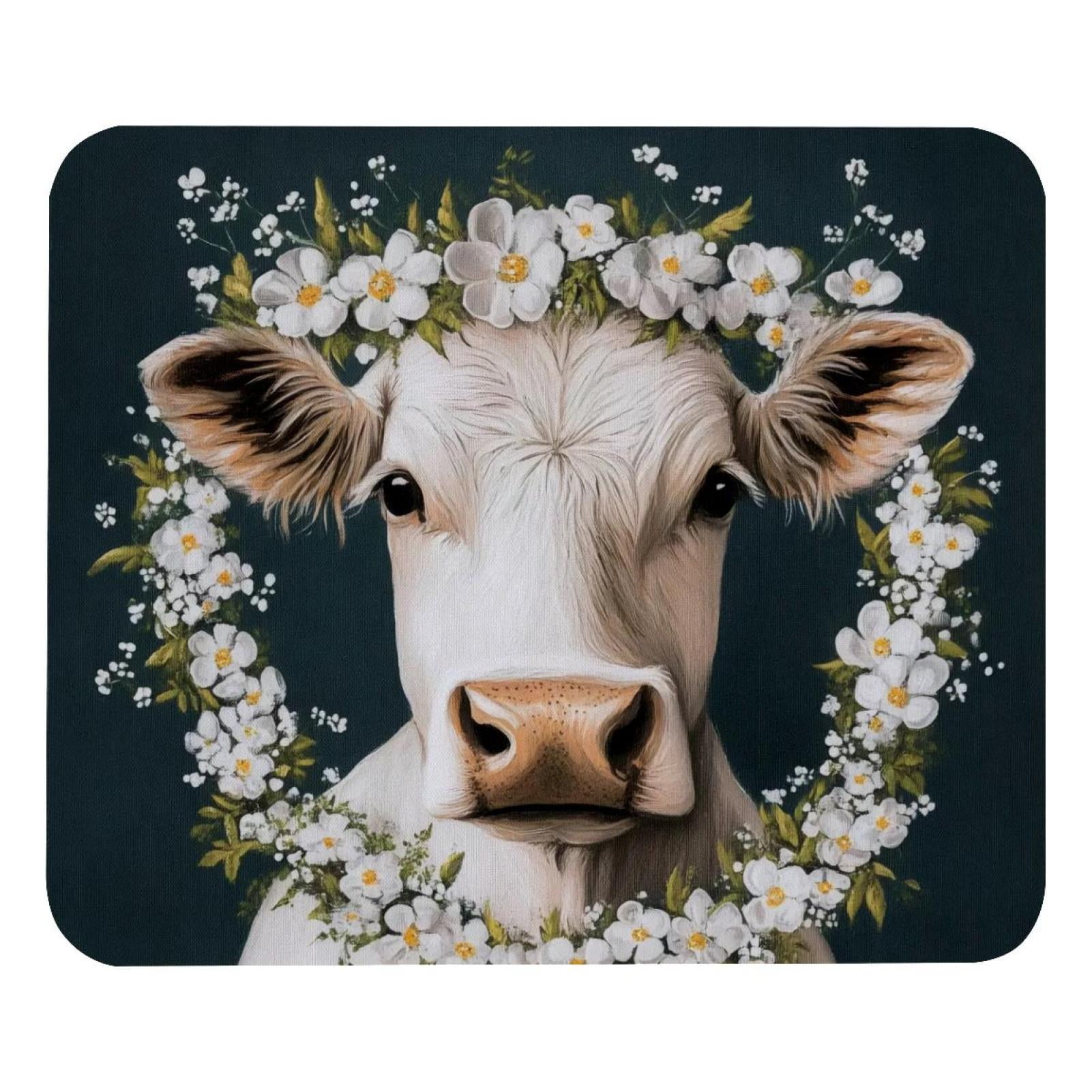 PhooArto Comfortable Mouse Pad Daisy Wreath Cow Desktop Mousepad , 21 x ...