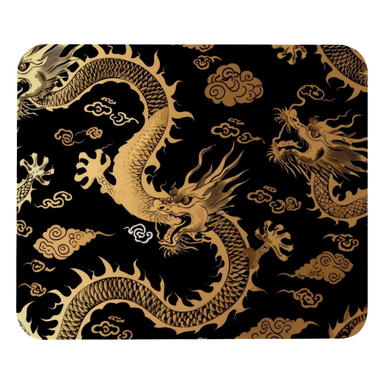 PhooArto Comfortable Mouse Pad Golden Chinese Dragon Pattern Desktop ...