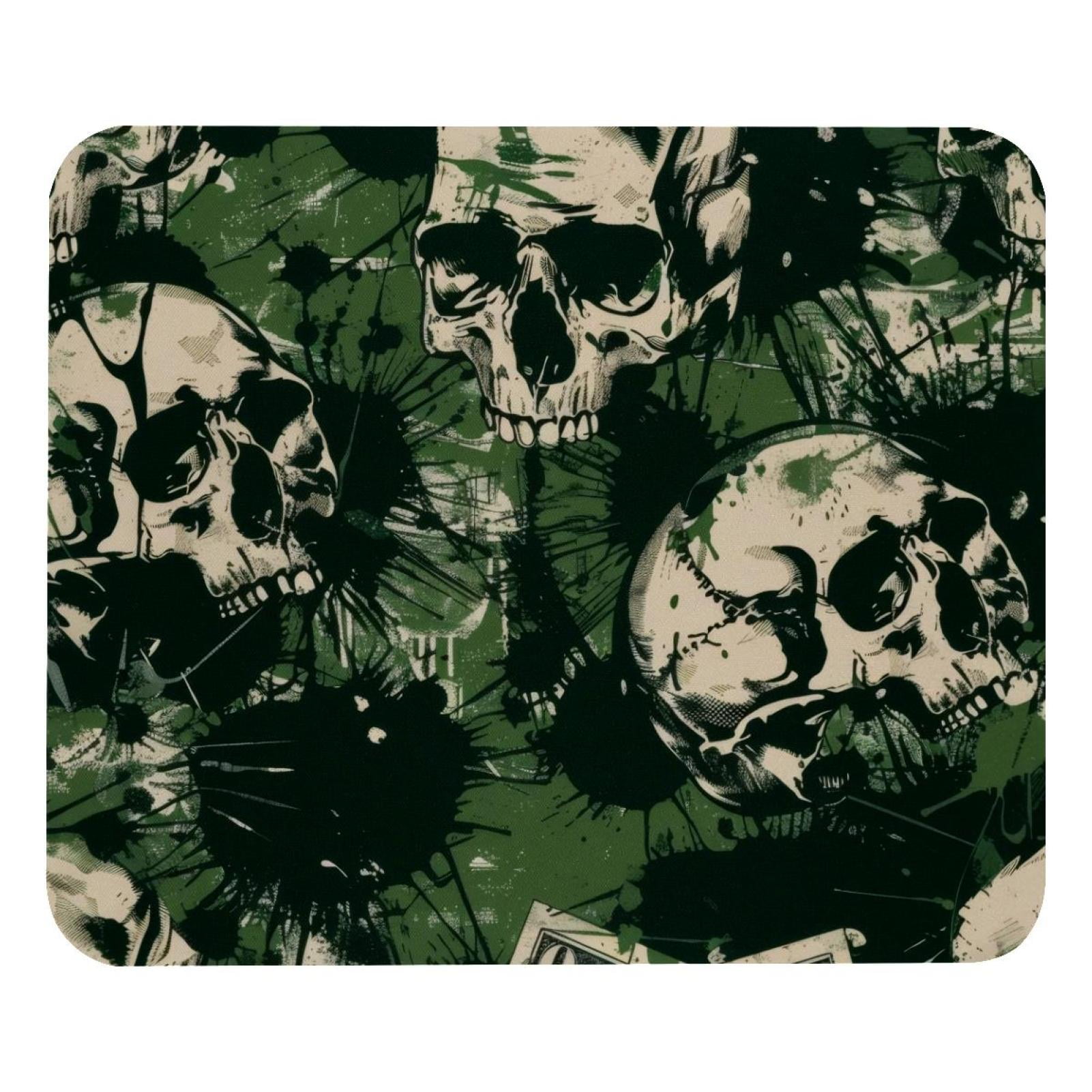 PhooArto Comfortable Mouse Pad Green Camouflage Skull Pattern Desktop ...