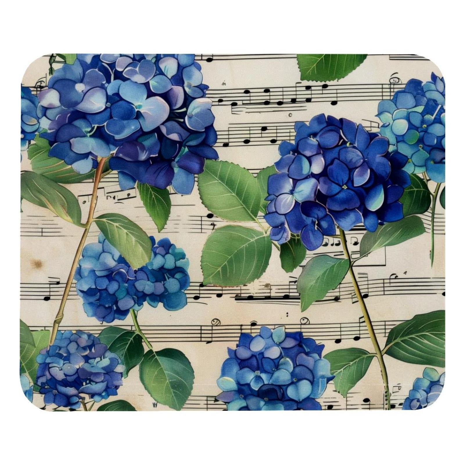 PhooArto Comfortable Mouse Pad Hydrangeas Flowers Music Notes Desktop ...