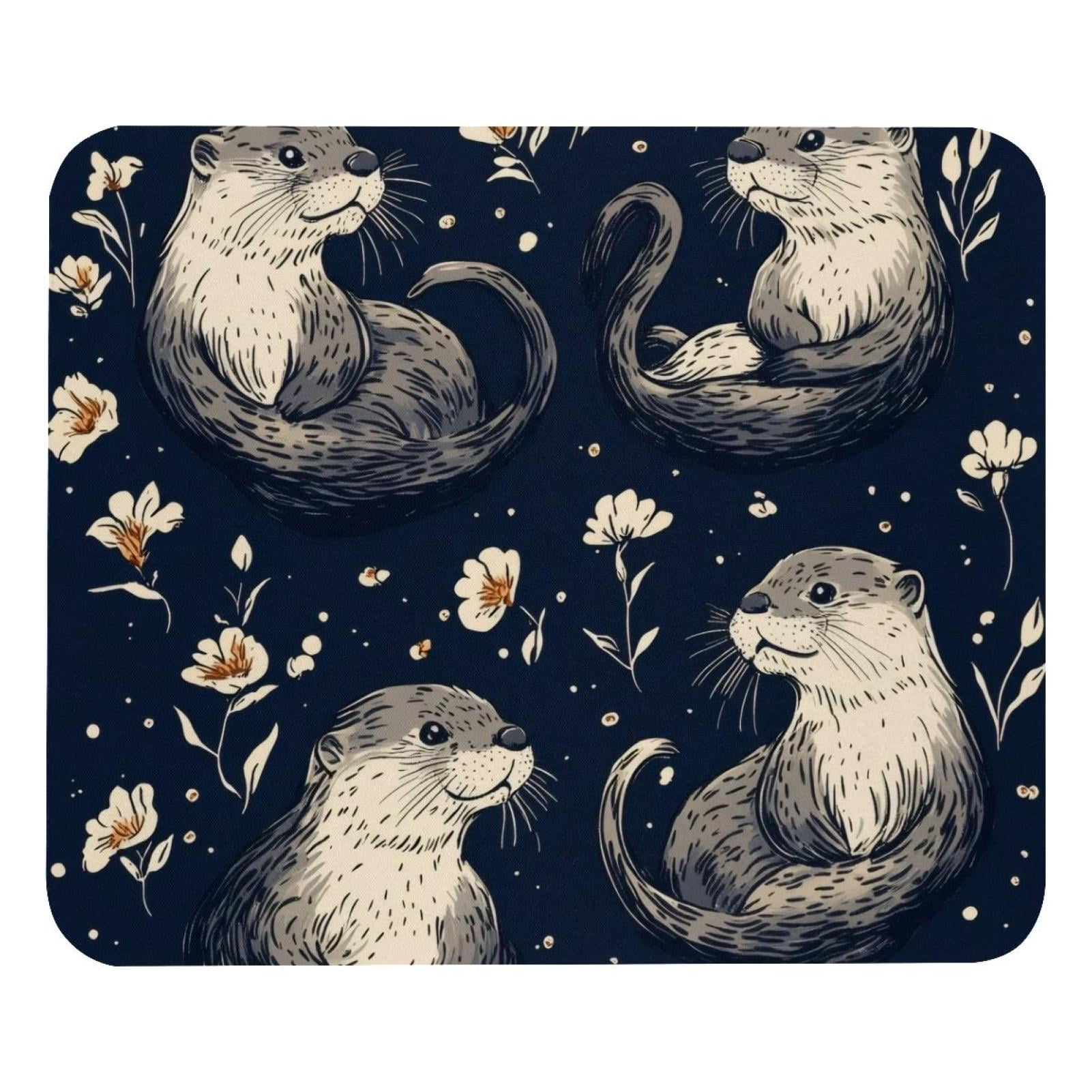 PhooArto Comfortable Mouse Pad Loving Otters Pattern Desktop Mousepad ...
