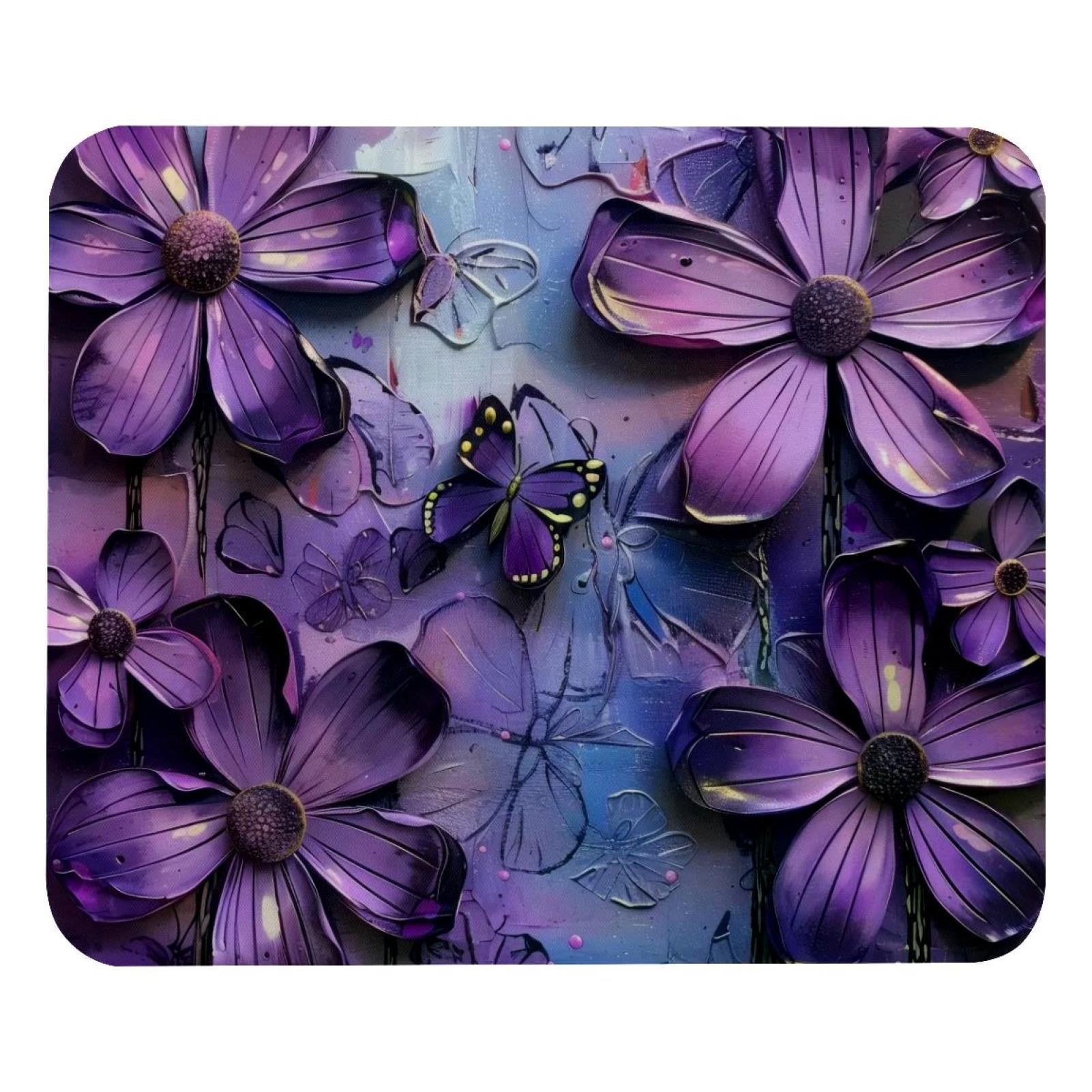 PhooArto Comfortable Mouse Pad Purple Daisy Flower Butterflies Desktop ...