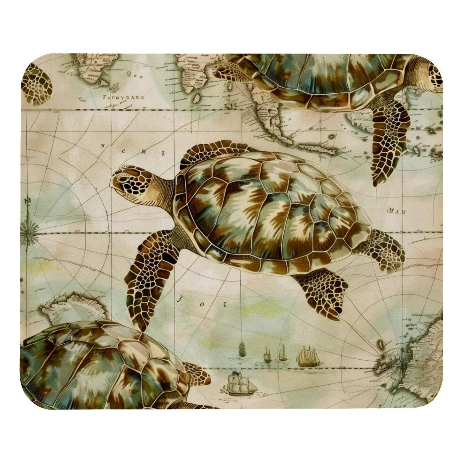 PhooArto Comfortable Mouse Pad Retro Map Sea Turtle Pattern Desktop ...