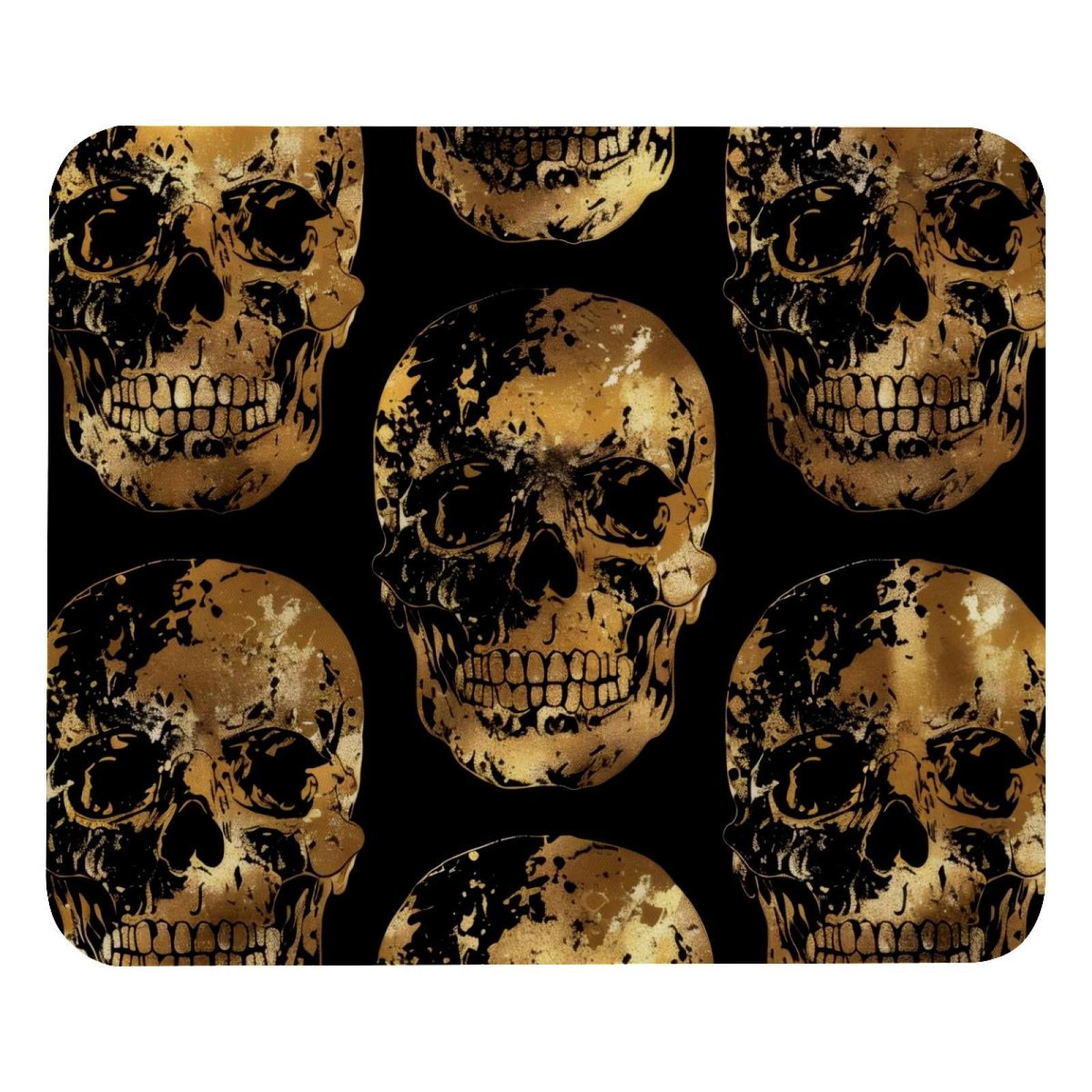 PhooArto Comfortable Mouse Pad Skull Head Golden Silhouette Desktop ...