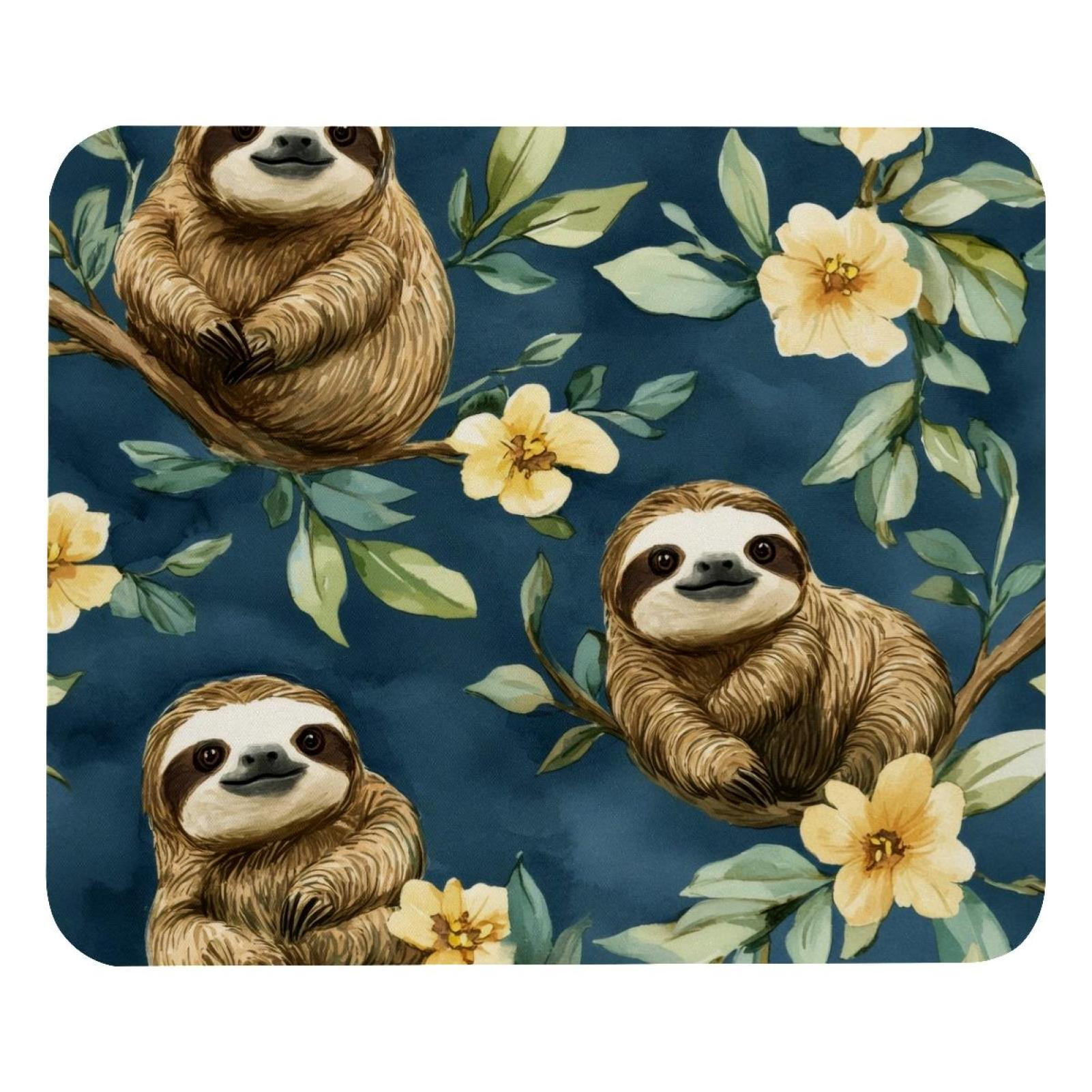 PhooArto Comfortable Mouse Pad Sloths Flower Pattern Desktop Mousepad ...