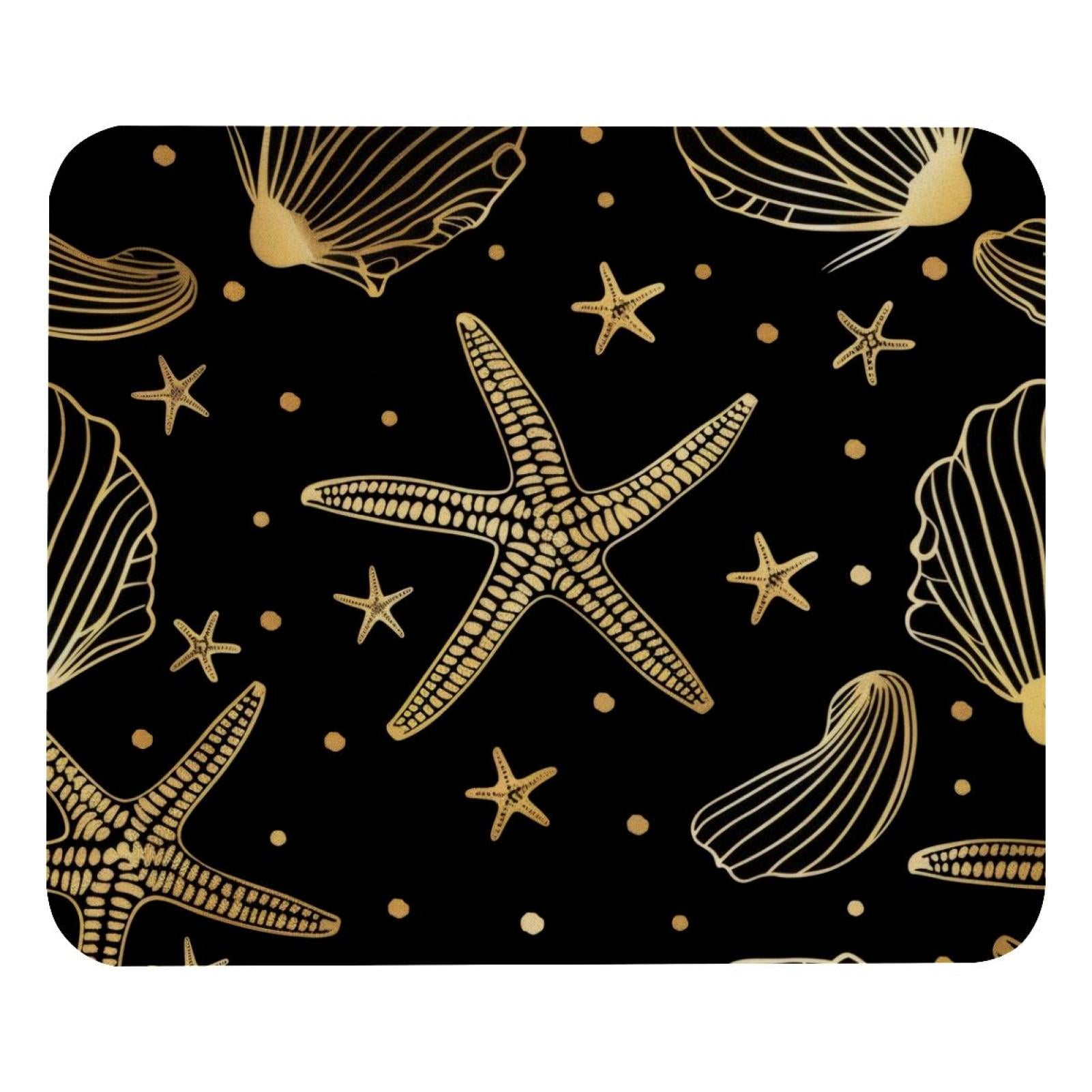 PhooArto Comfortable Mouse Pad Starfish Shell Golden Silhouette Desktop ...