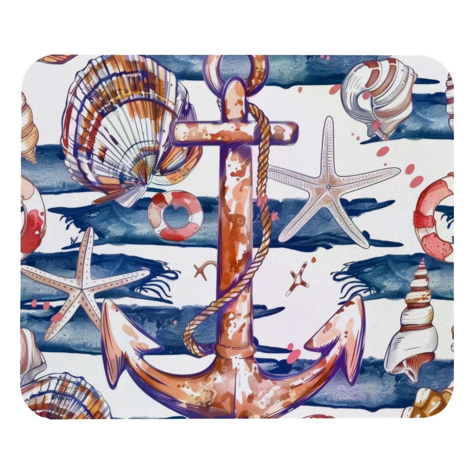 PhooArto Comfortable Mouse Pad Summer Pattern with Sea Shells Anchor ...