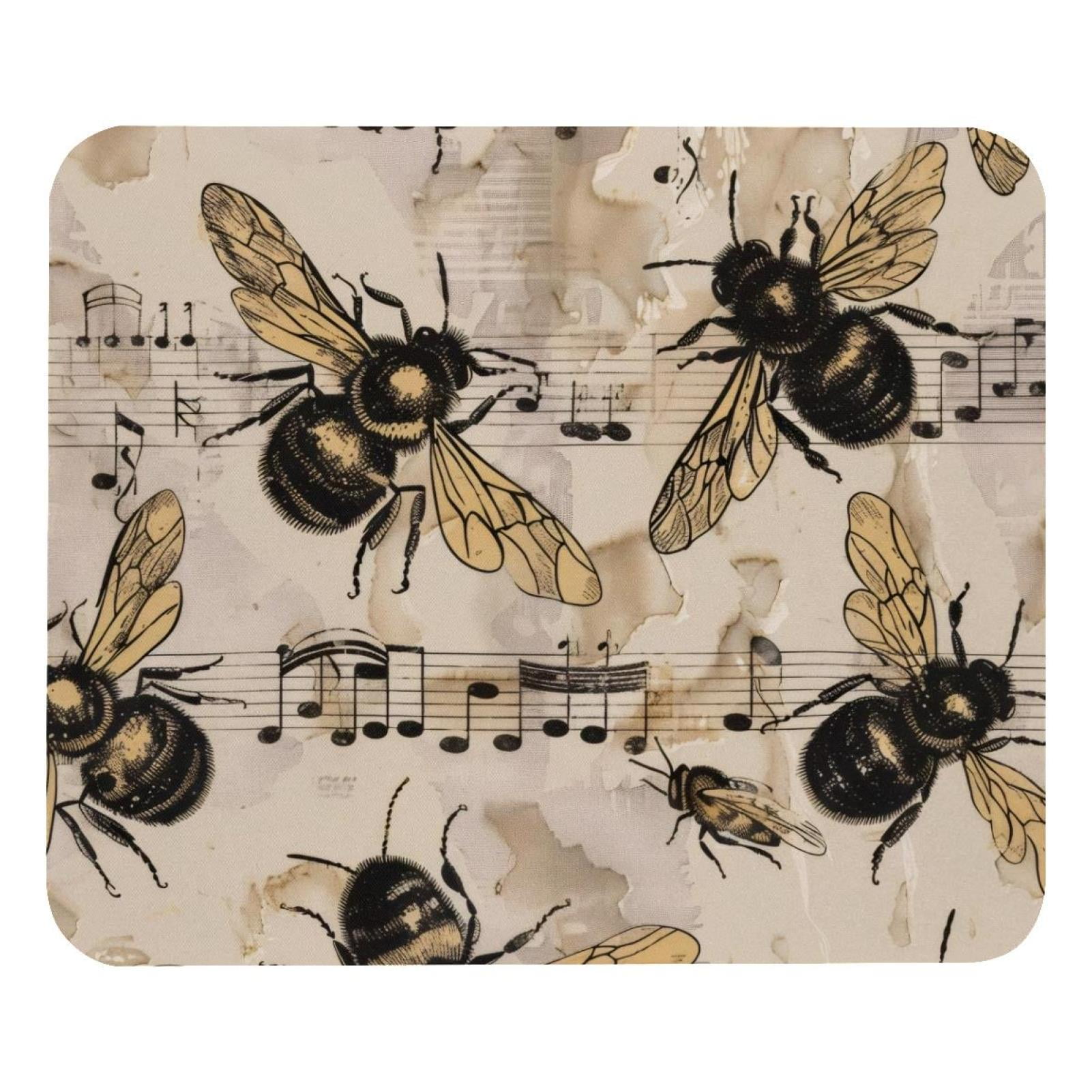 PhooArto Comfortable Mouse Pad Vintage Bees Music Notes Patterns ...