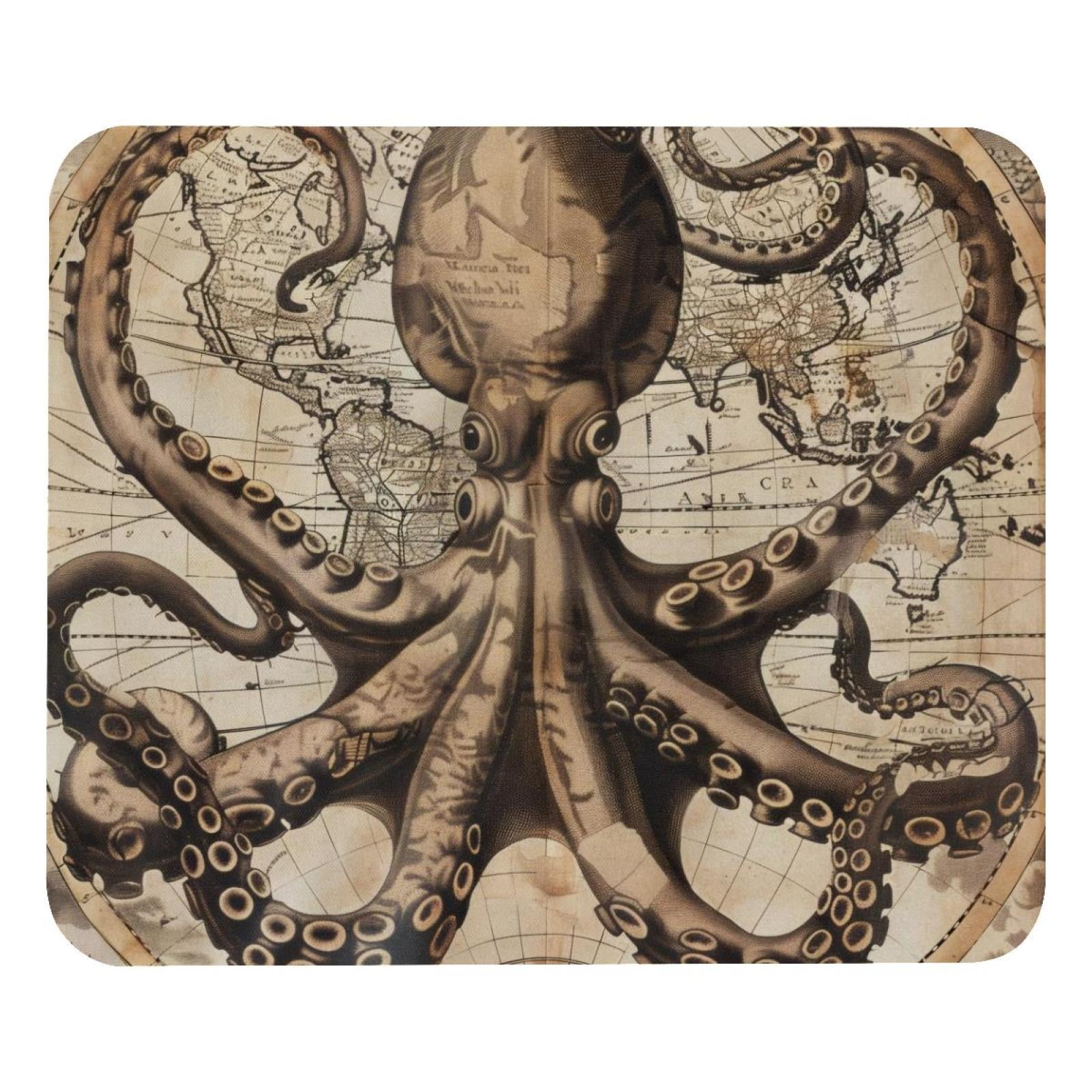 PhooArto Comfortable Mouse Pad Vintage Map Octopus Patterns Desktop ...
