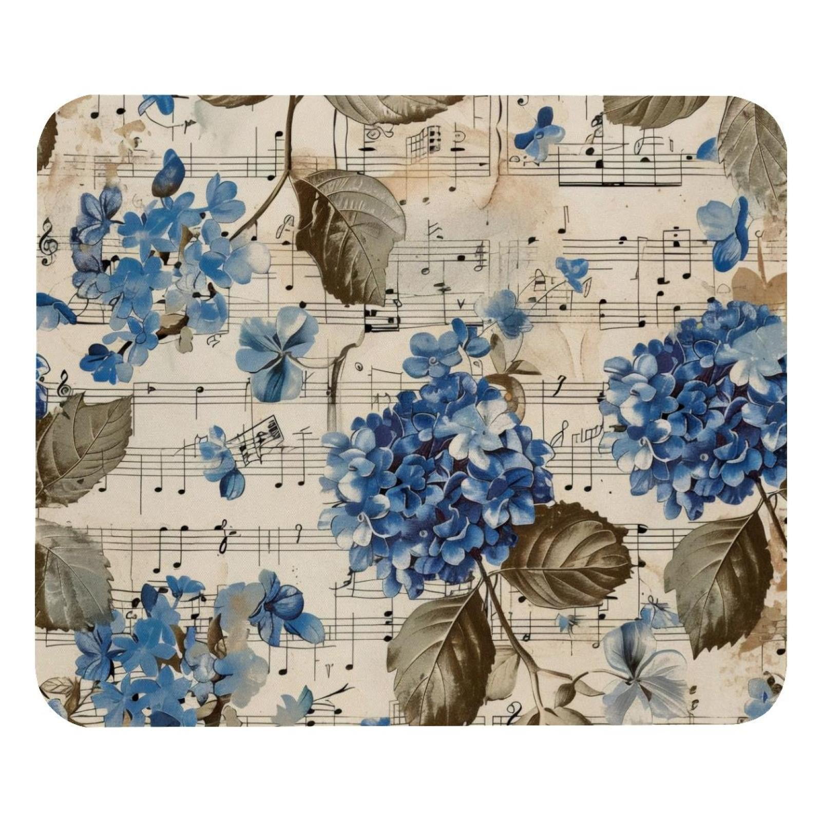 PhooArto Comfortable Mouse Pad Vintage Music Notes Hydrangeas Desktop ...