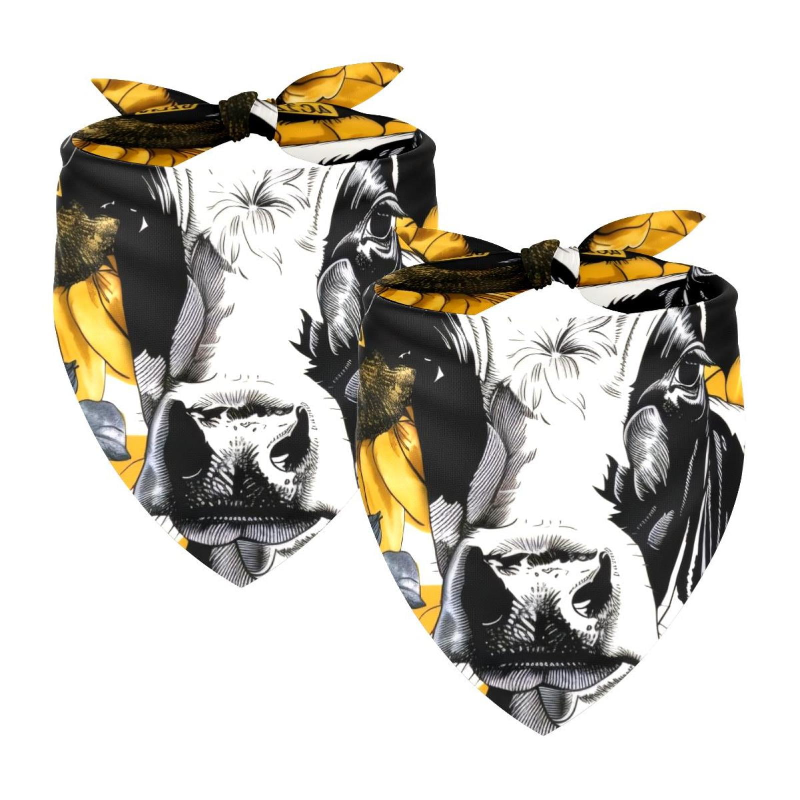 PhooArto Cow Print Sunflower Patterns Dog Bandanas, 2 Pack Soft ...