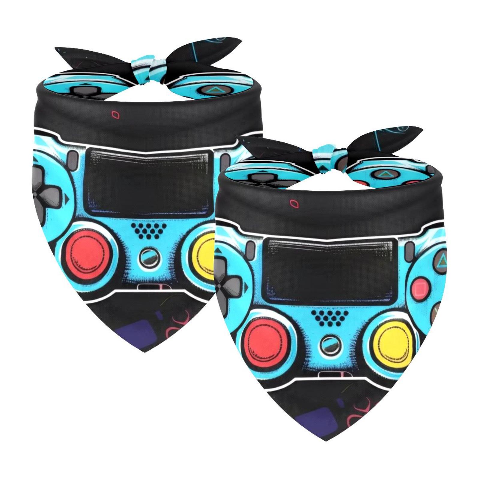 PhooArto Cute Gamer Controller Pattern Dog Bandanas, 2 Pack Soft ...