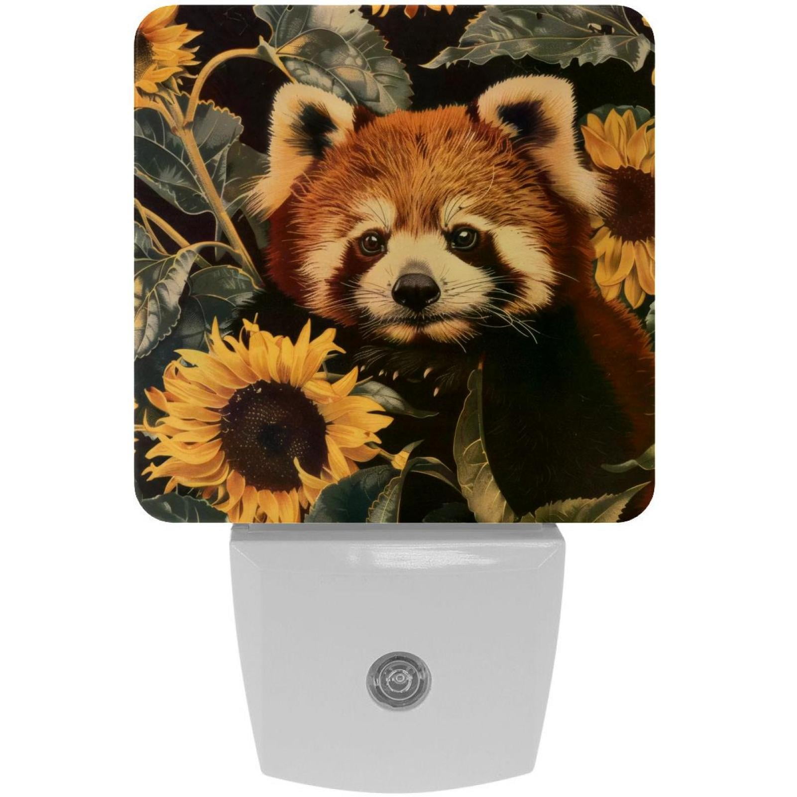 PhooArto Cute Red Panda Sunflowers Plug in LED Night Light Auto Sensor ...