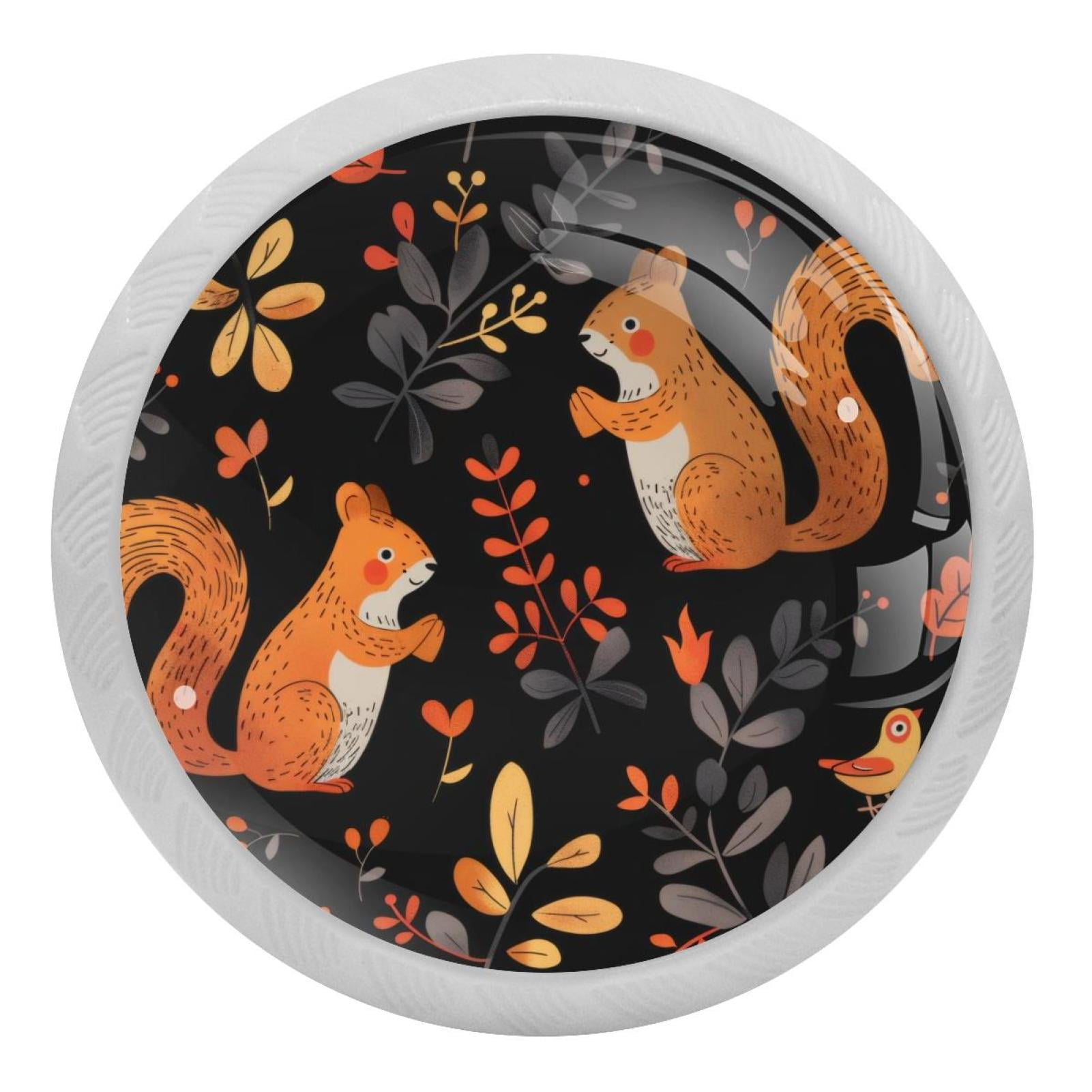 PhooArto Cute Squirrel Bird in Forest Pattern 4 PCS Crystal Glass ...