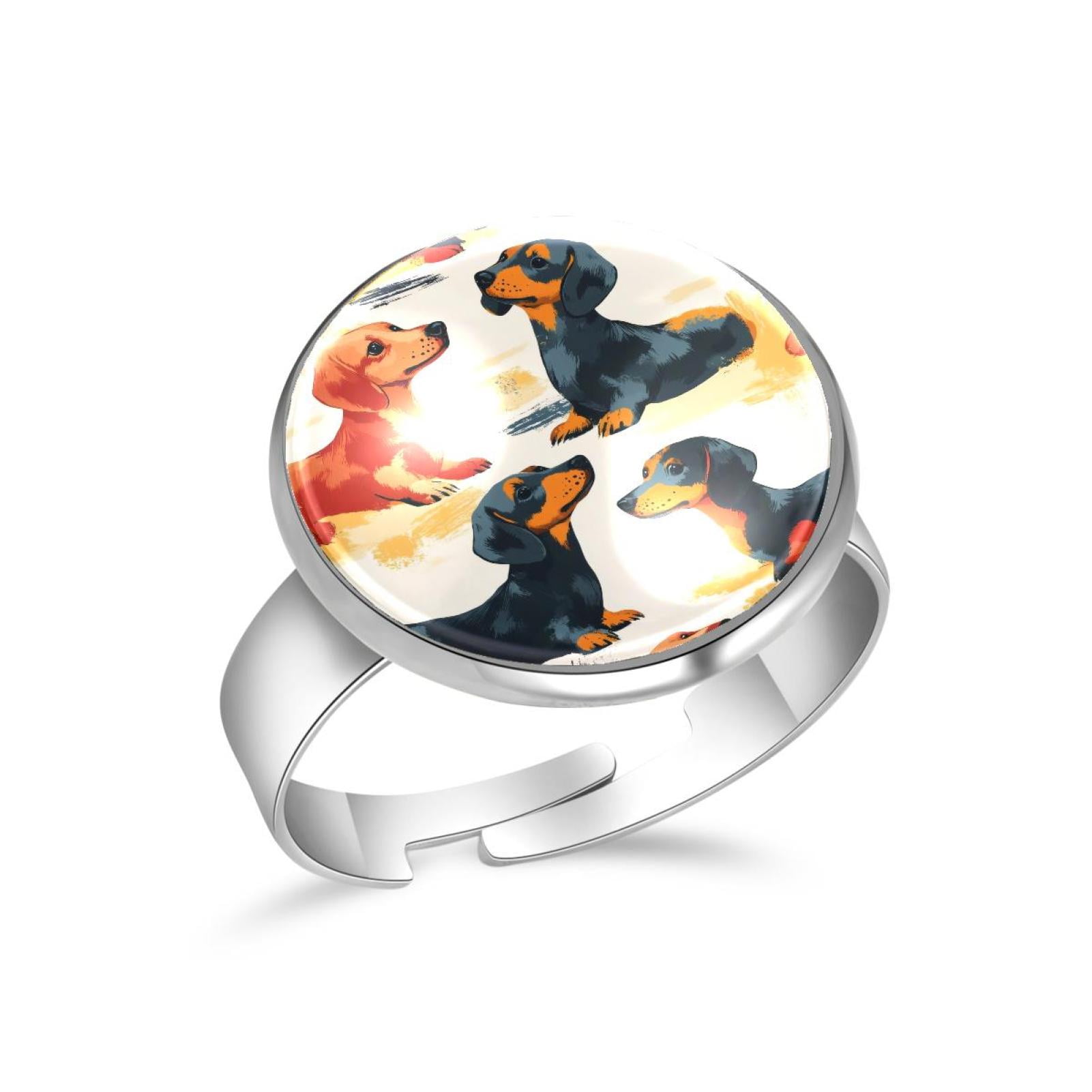 PhooArto Dachshund Dogs Stainless Steel Rings for Women, Open ...