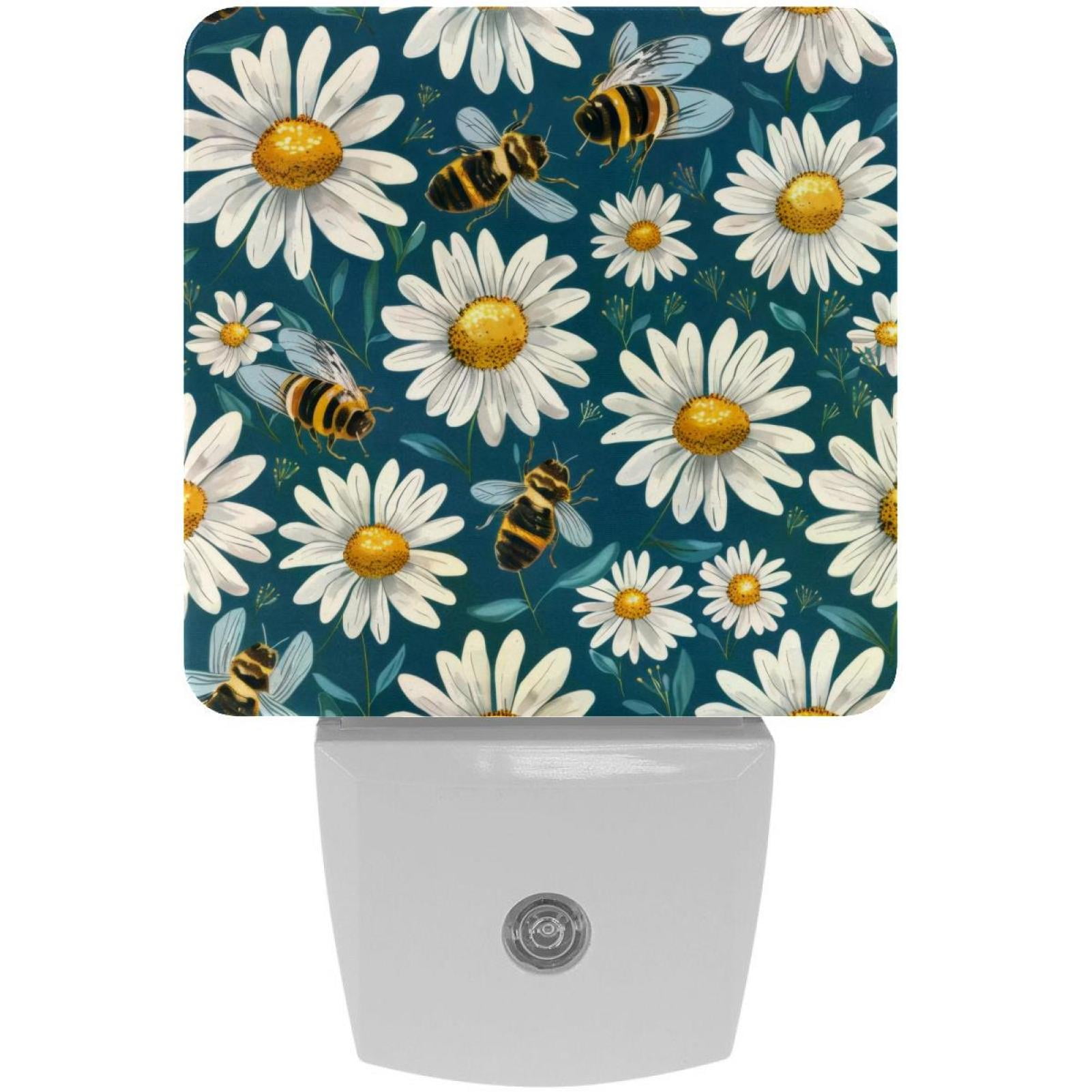 PhooArto Daisy Flowers and Bees Pattern Plug in LED Night Light Auto ...
