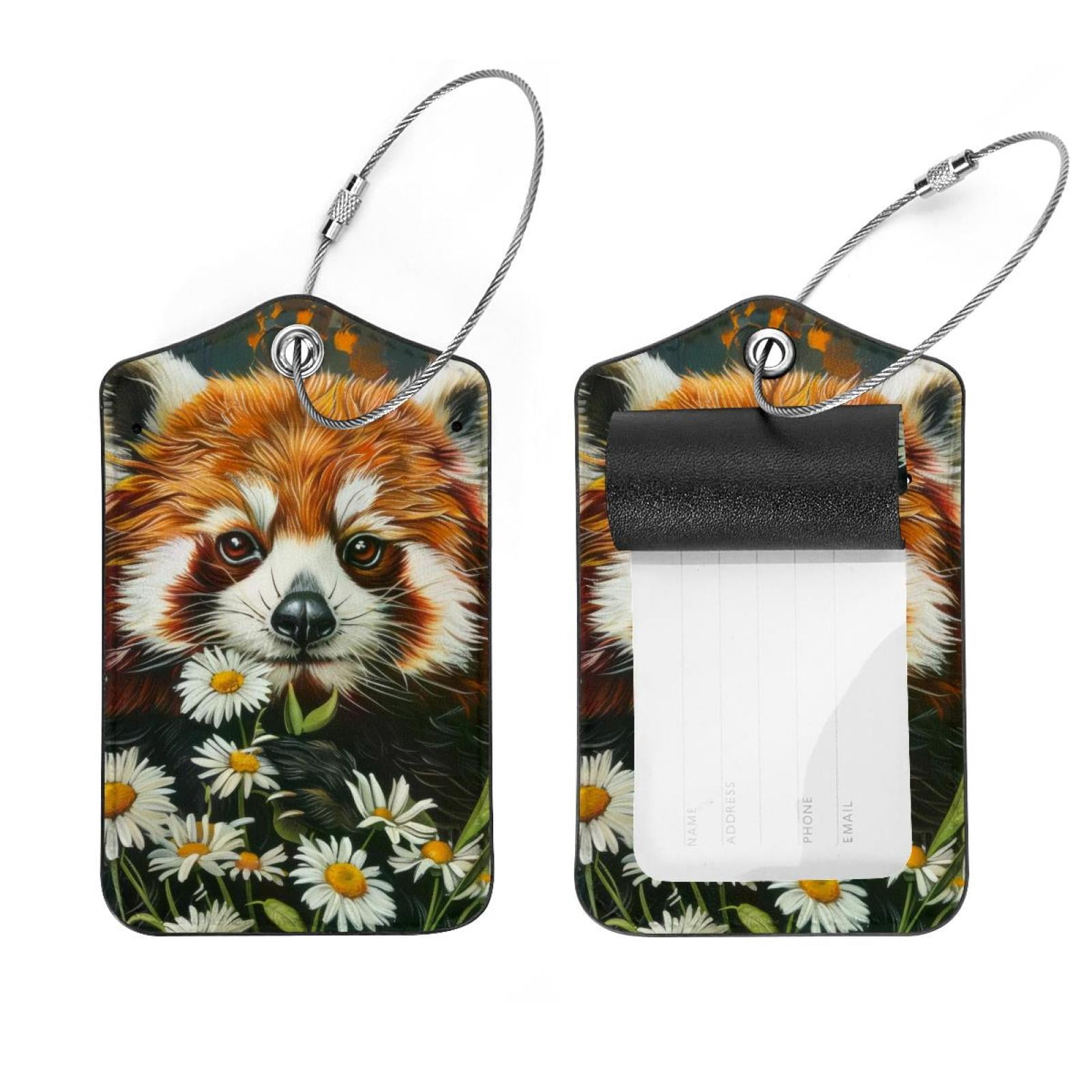 PhooArto Daisy Flowers Red Panda Luggage Tags with Stainless Steel Loop ...