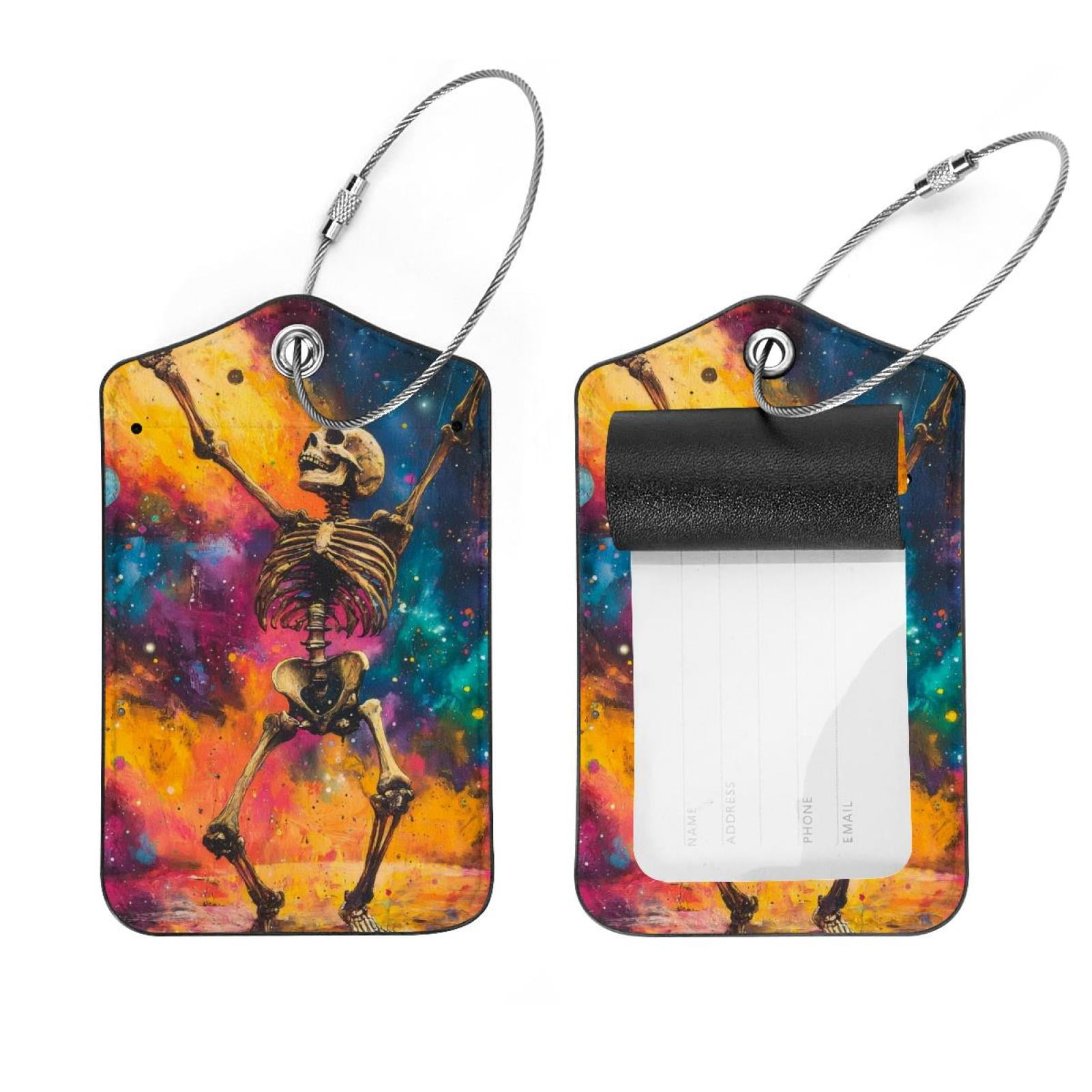PhooArto Dancing Skeleton Galaxy Luggage Tags with Stainless Steel Loop ...