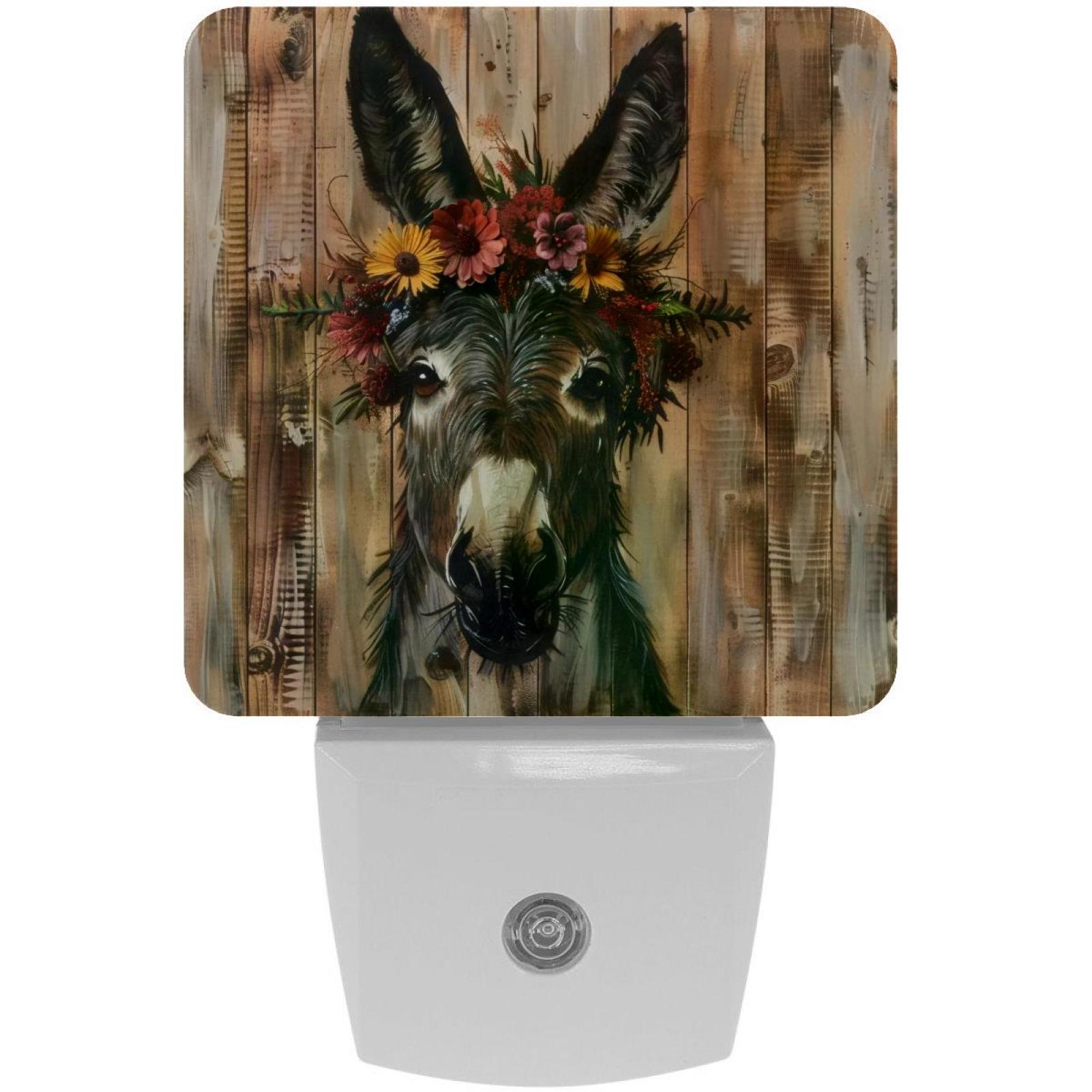 PhooArto Donkey Flower Wreath Plug in LED Night Light Auto Sensor Dusk ...