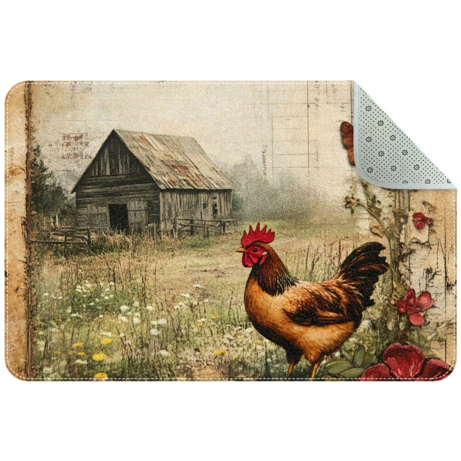 PhooArto Doormat Custom Indoor Welcome Door Mat, Vintage Farm Chicken ...