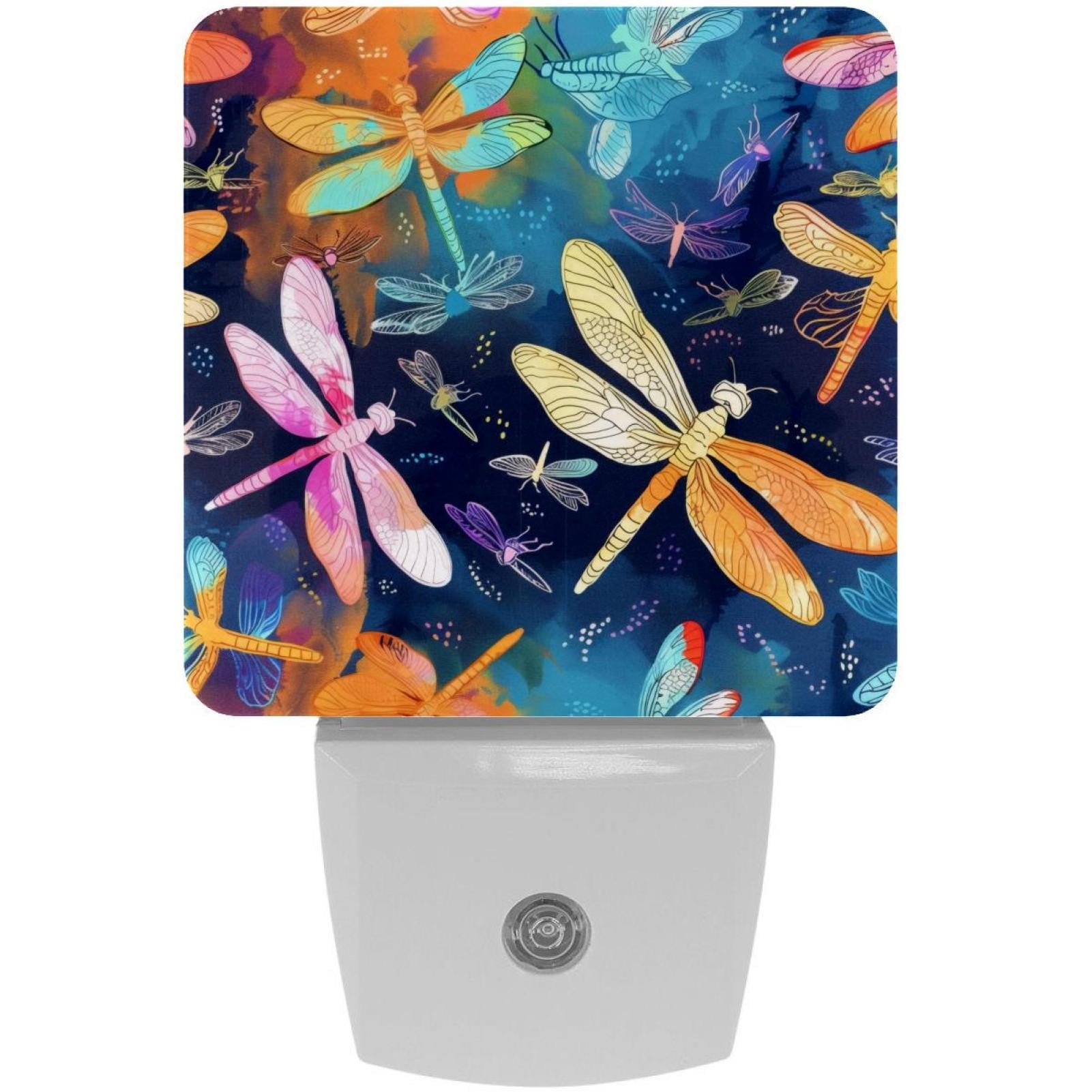 PhooArto Dragonflies Watercolor Pattern Plug in LED Night Light Auto ...