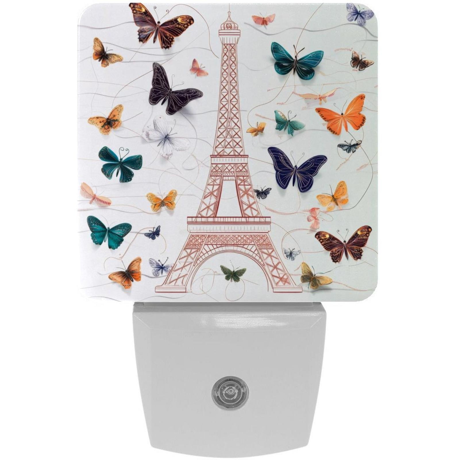PhooArto Eiffel Tower with Butterflies Plug in LED Night Light Auto ...