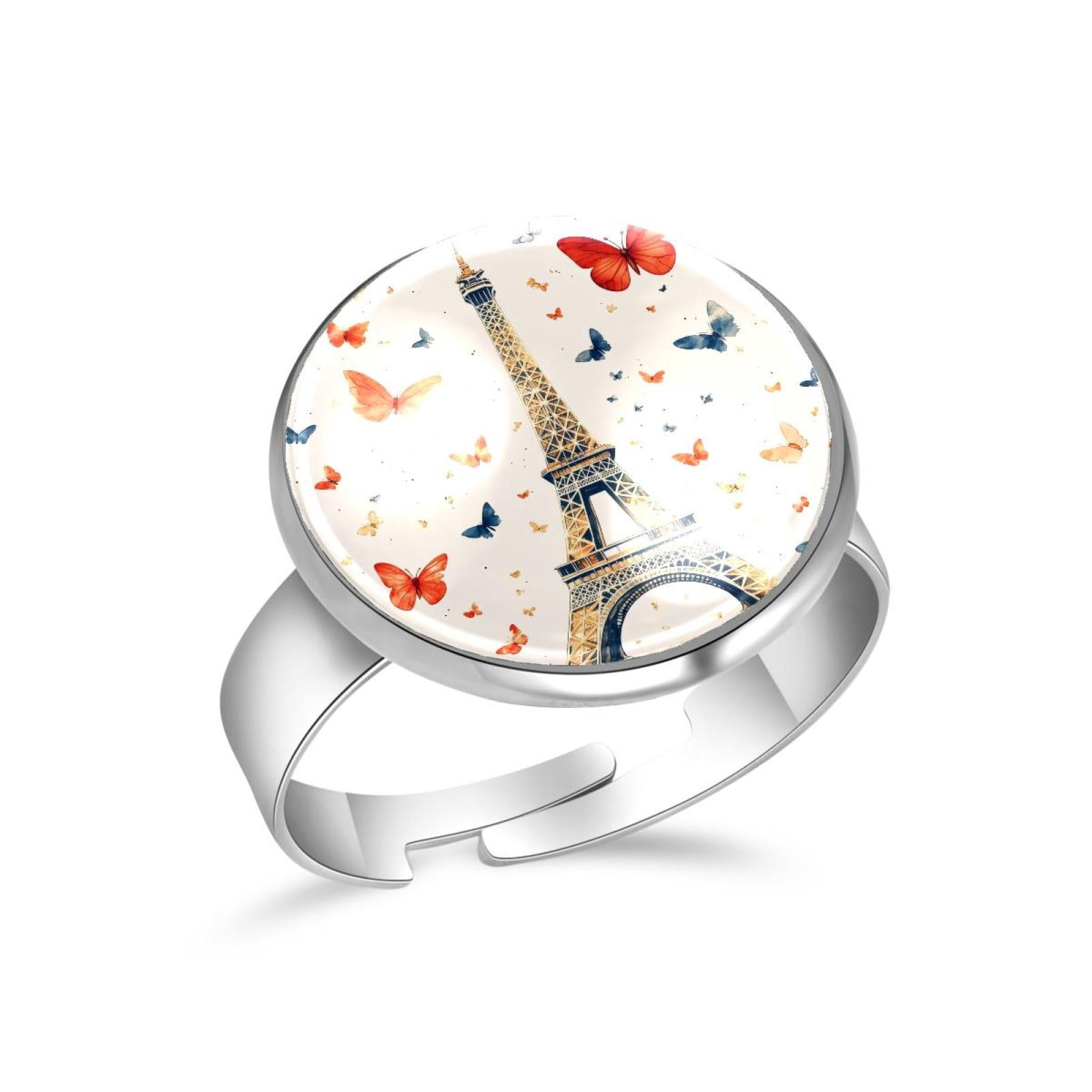 PhooArto Eiffel Towers Butterfly Stainless Steel Rings for Women, Open ...