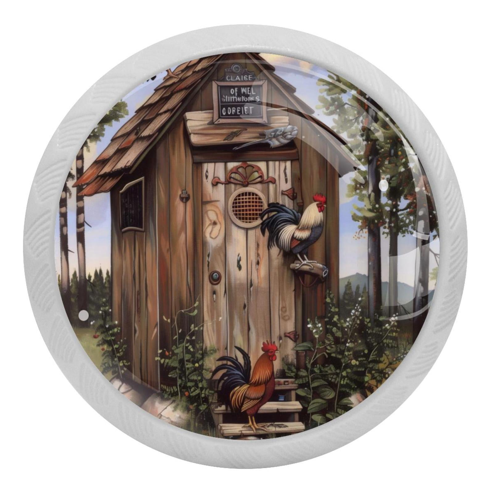 PhooArto Farm Rooster Stood on the House 4 PCS Crystal Glass Cabinet ...