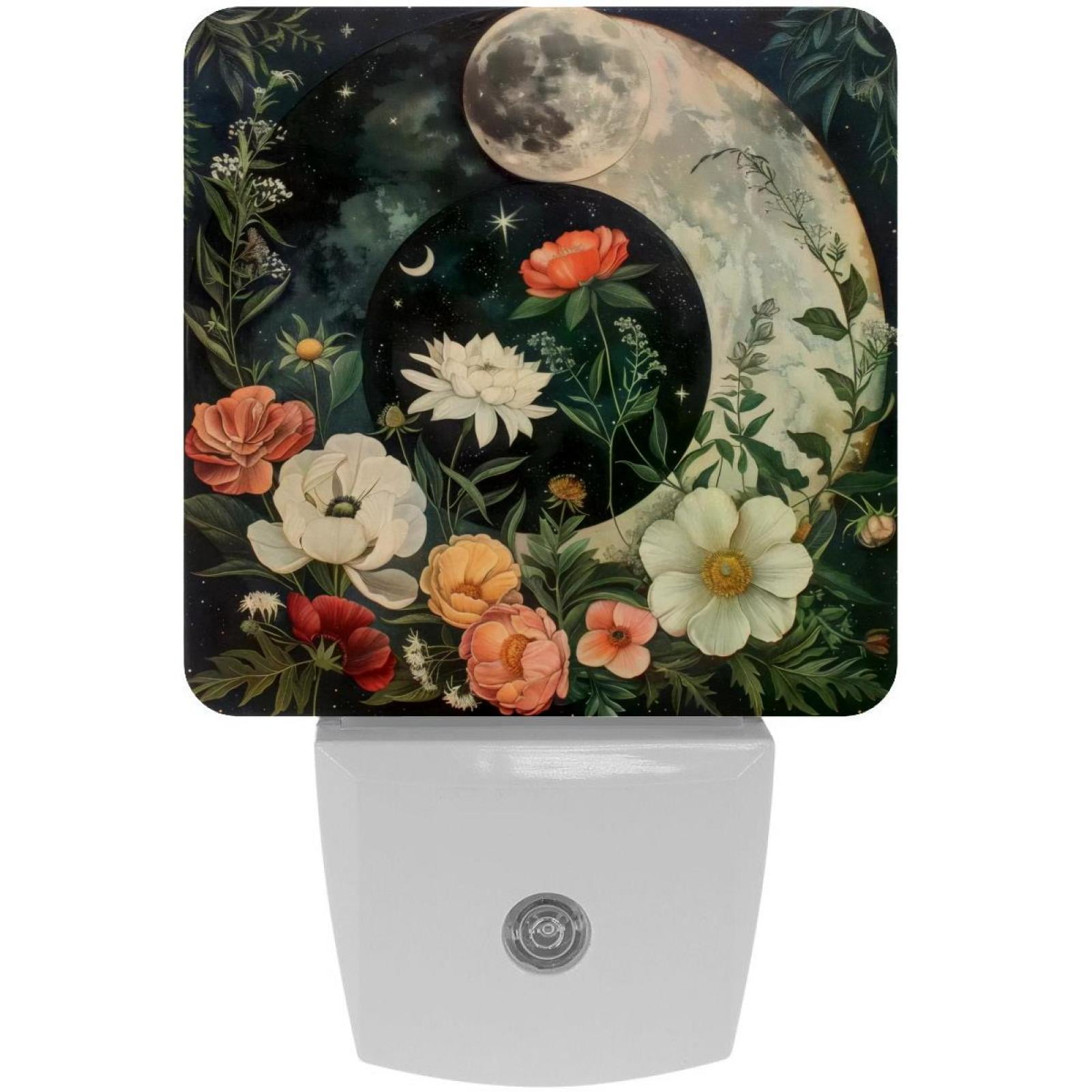 PhooArto Floral and Moon Plug in LED Night Light Auto Sensor Dusk to ...