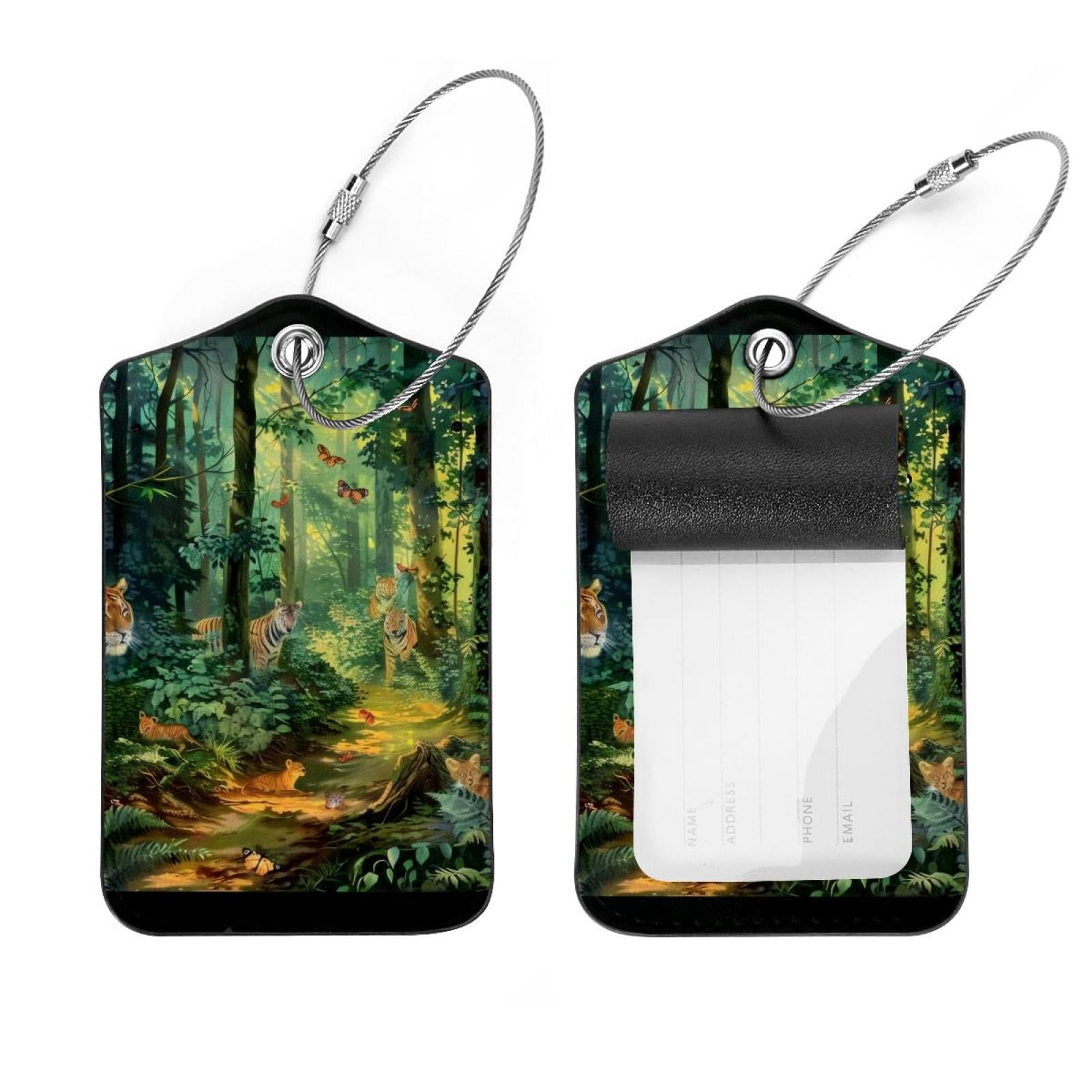 PhooArto Forest Tiger and Butterflies Luggage Tags with Stainless Steel ...