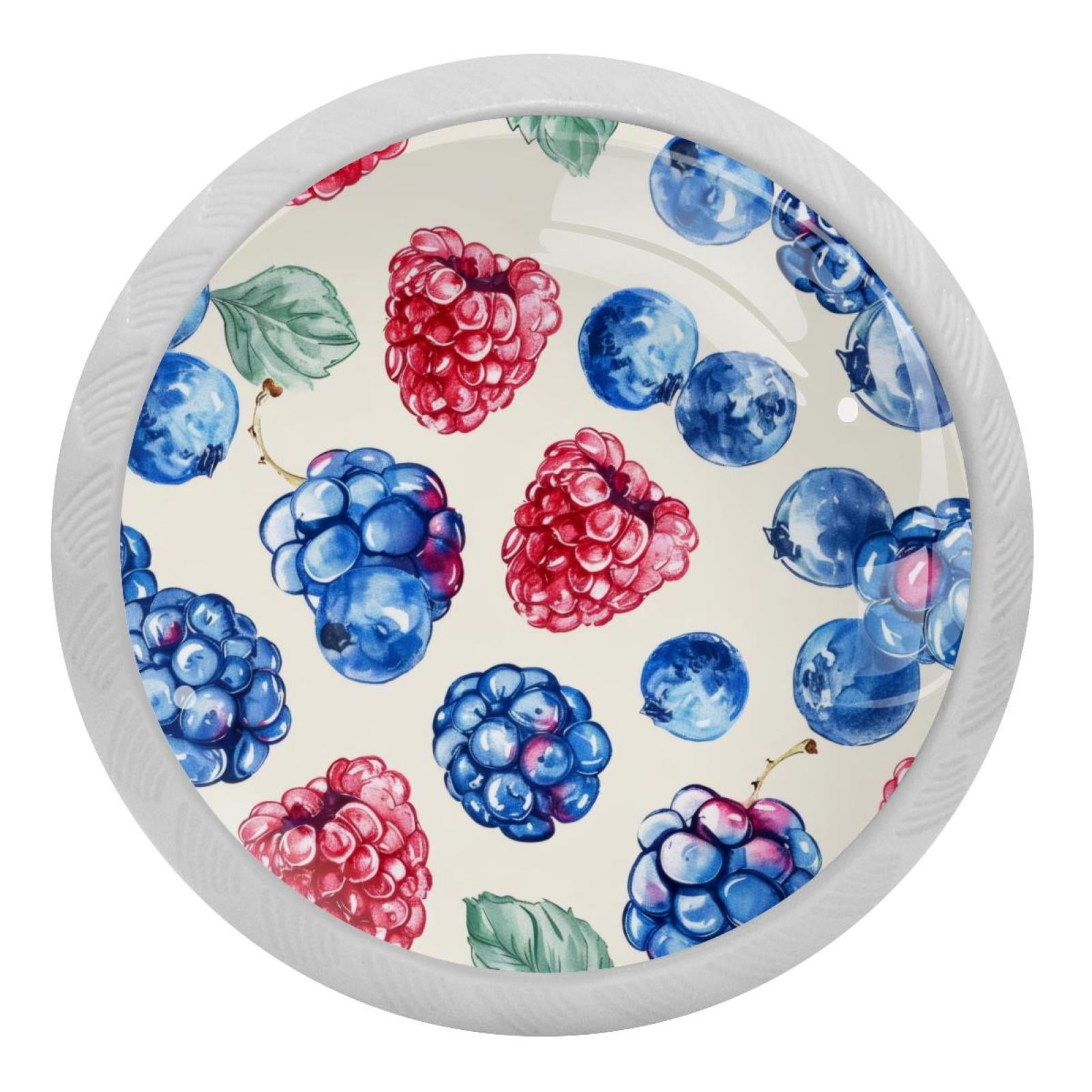 PhooArto Fruit Raspberry Blueberry 4 PCS Crystal Glass Cabinet Knobs ...