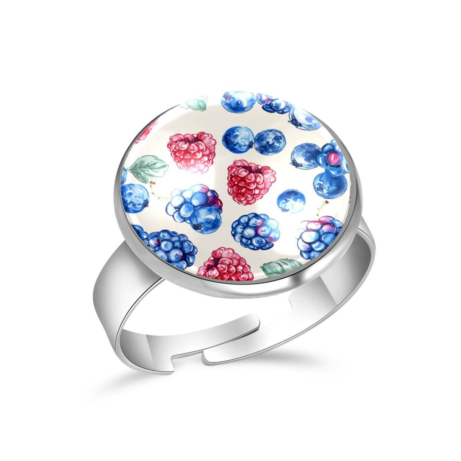 PhooArto Fruit Raspberry Blueberry Stainless Steel Rings for Women ...