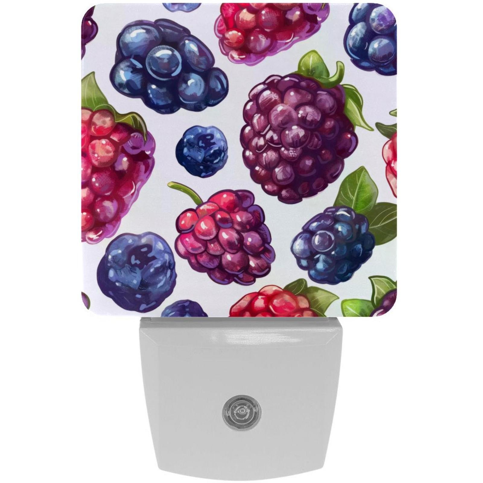 PhooArto Fruits Blueberry Raspberry Plug in LED Night Light Auto Sensor ...