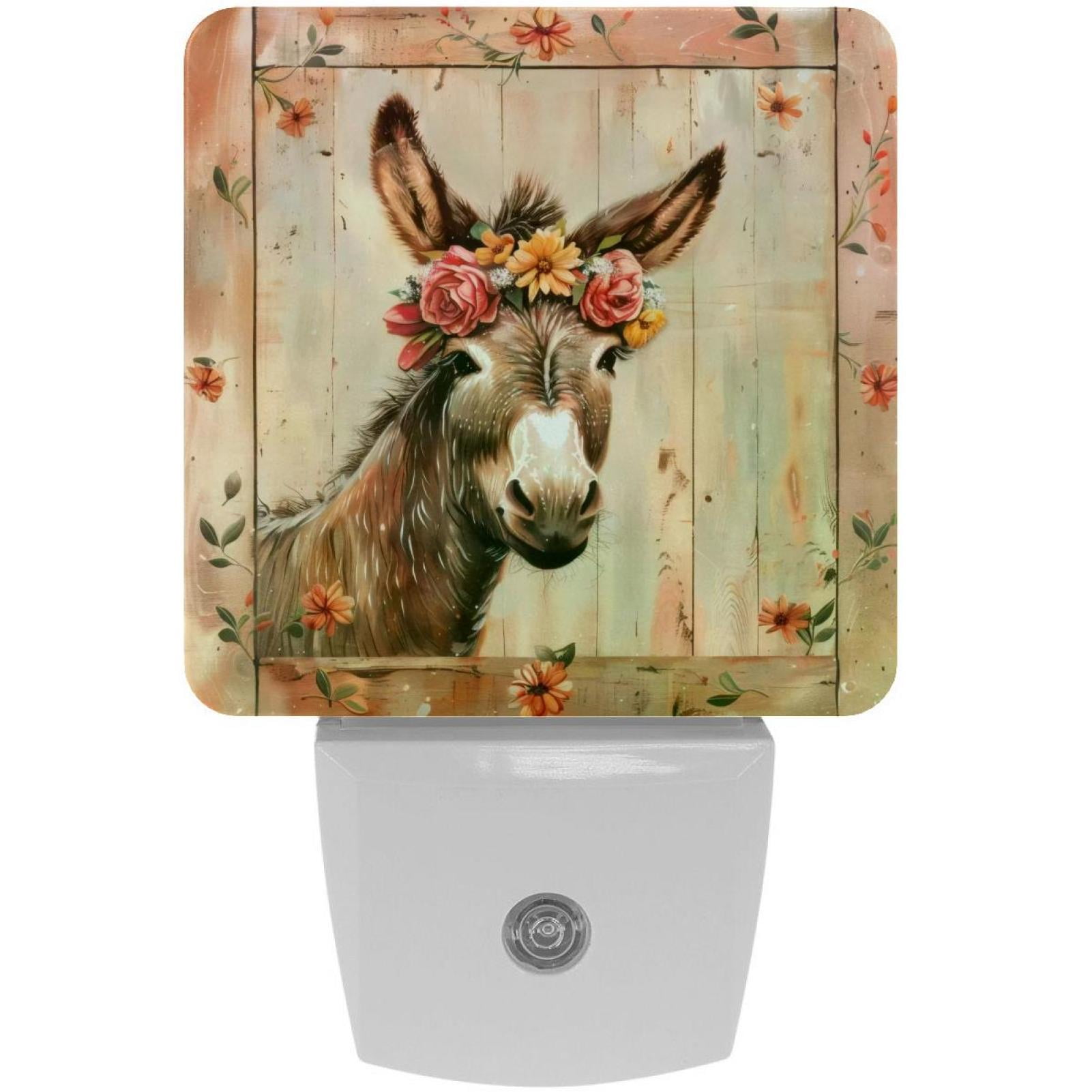 PhooArto Funny Donkey Flower Plug in LED Night Light Auto Sensor Dusk ...